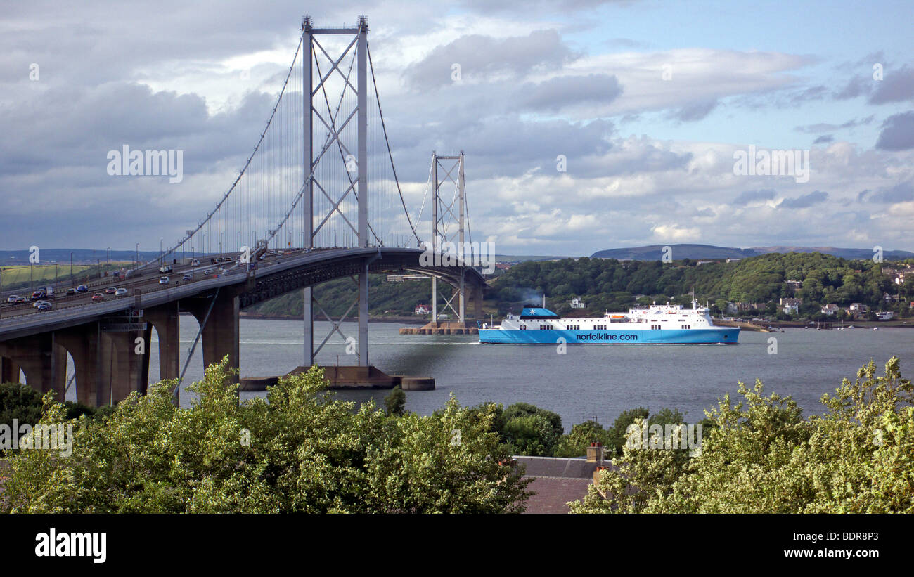Norfolk Line car ferry Scottish Viking has just passed under the Forth ...