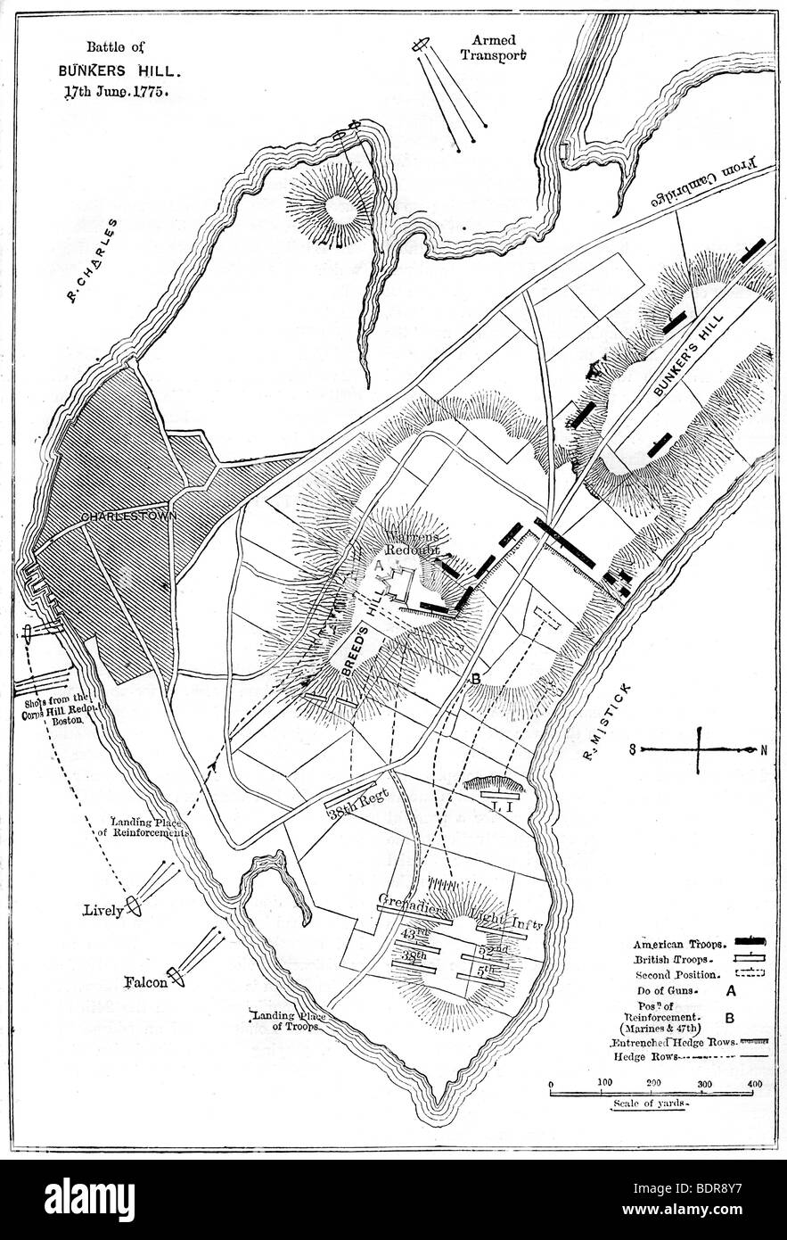 Plan of the Battle of Bunker Hill, Boston, Massachusetts, 1775 (c1880 ...