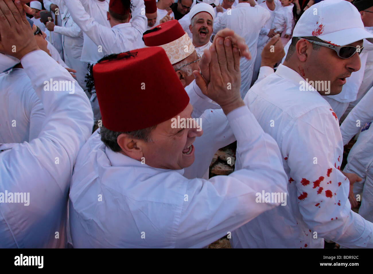 Samaria, the Samaritan Passover sacrifice on Mount Gerizim Stock Photo ...