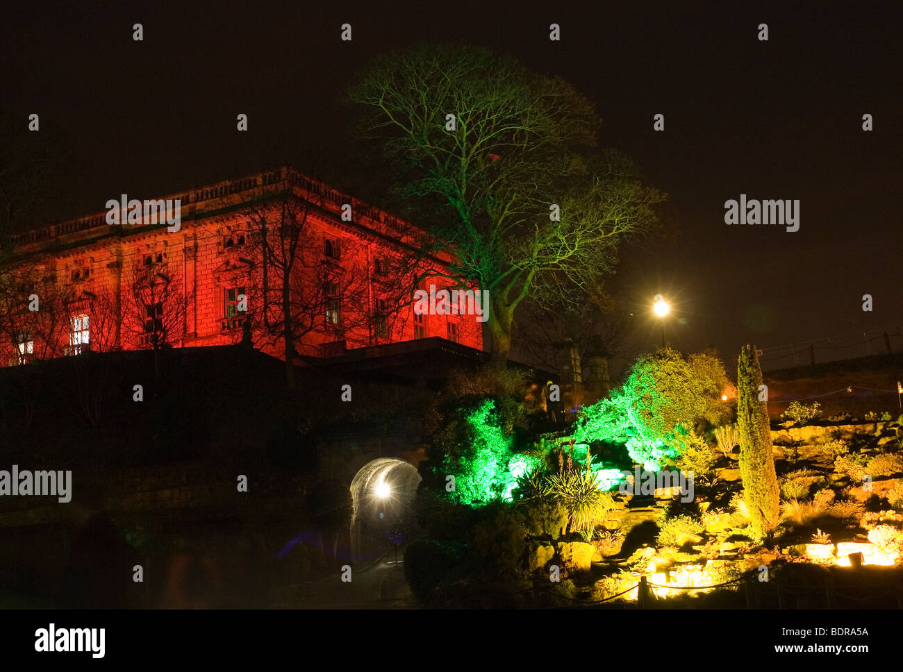 Nottingham Castle lit up as part of the Light Night Festivsal ...