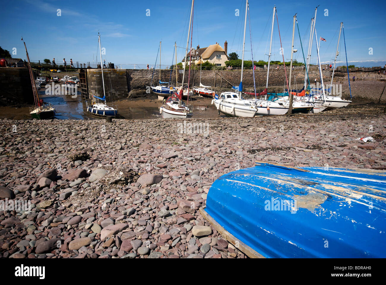 Porlock Weir Dorset UK Harbour Harbor Sea Lock Boats Quay Gate Stock ...