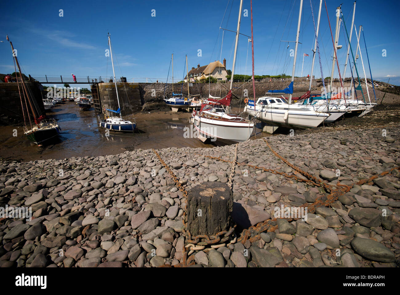 Porlock Weir Dorset UK Harbour Harbor Sea Lock Boats Quay Gate Stock ...