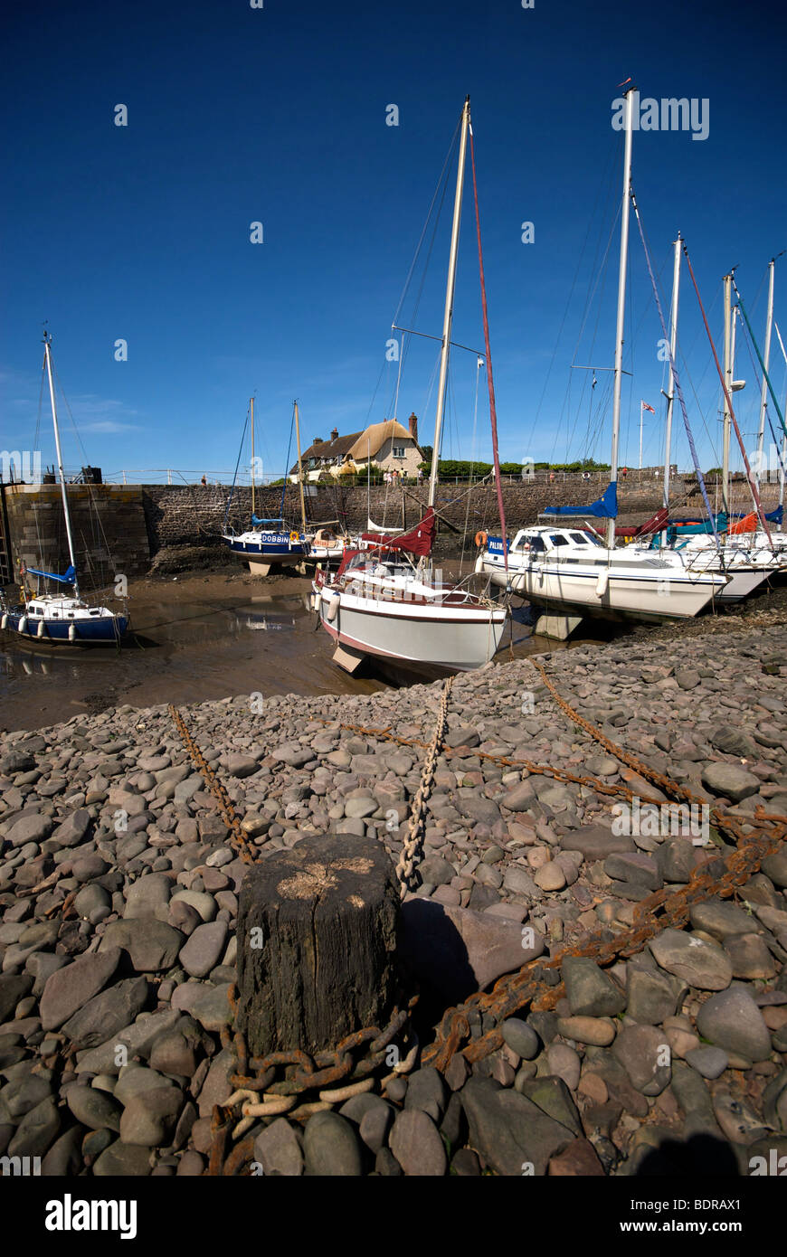 Porlock Weir Dorset UK Harbour Harbor Sea Lock Boats Quay Gate Stock ...