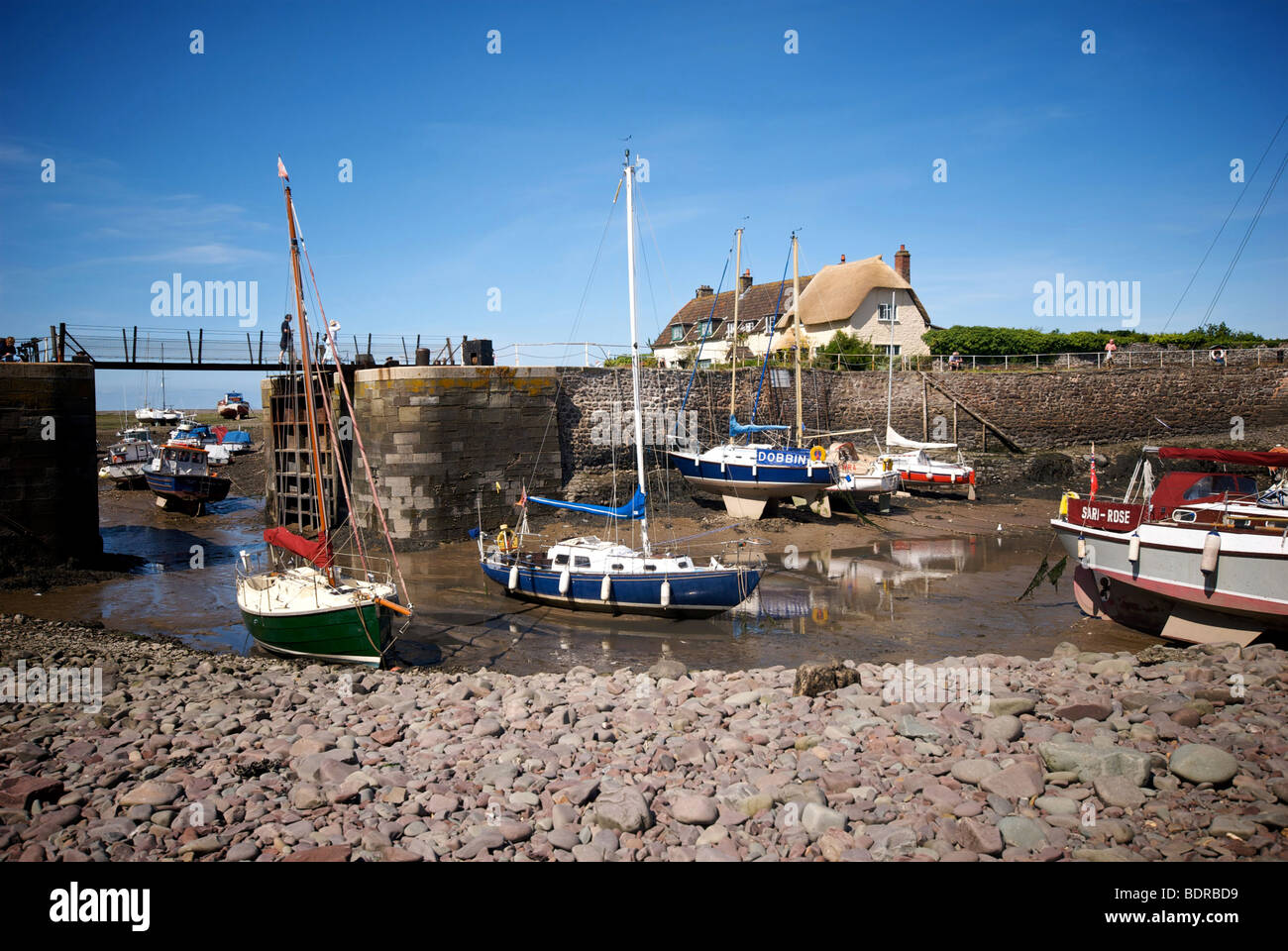 Porlock Weir Dorset UK Harbour Harbor Sea Lock Boats Gate Stock Photo ...