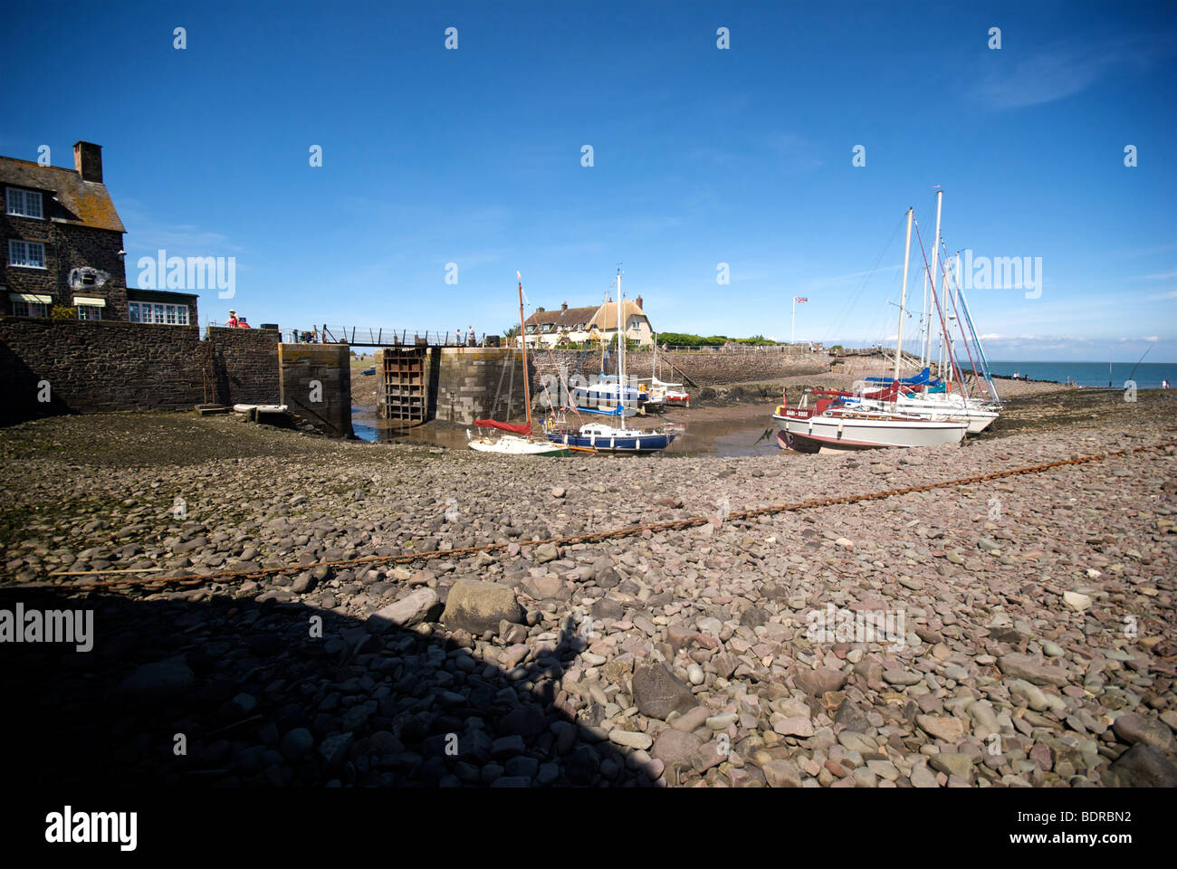 Porlock Weir Dorset UK Harbour Harbor Sea Lock Boats Gate Stock Photo ...