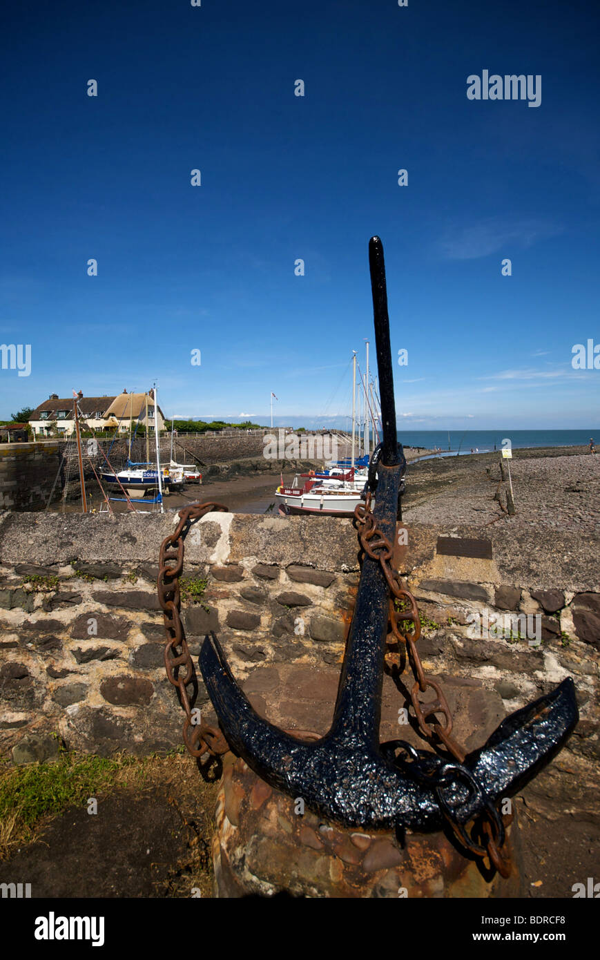 Porlock Weir Dorset UK Harbour Harbor Sea Lock Boats Gate Anchor Stock ...