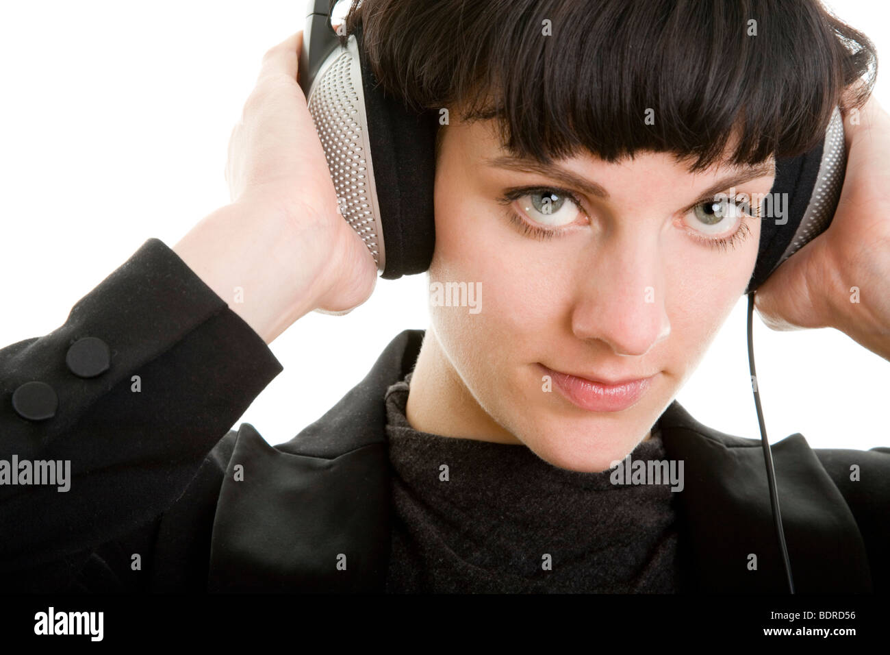 young woman with headphones Stock Photo - Alamy