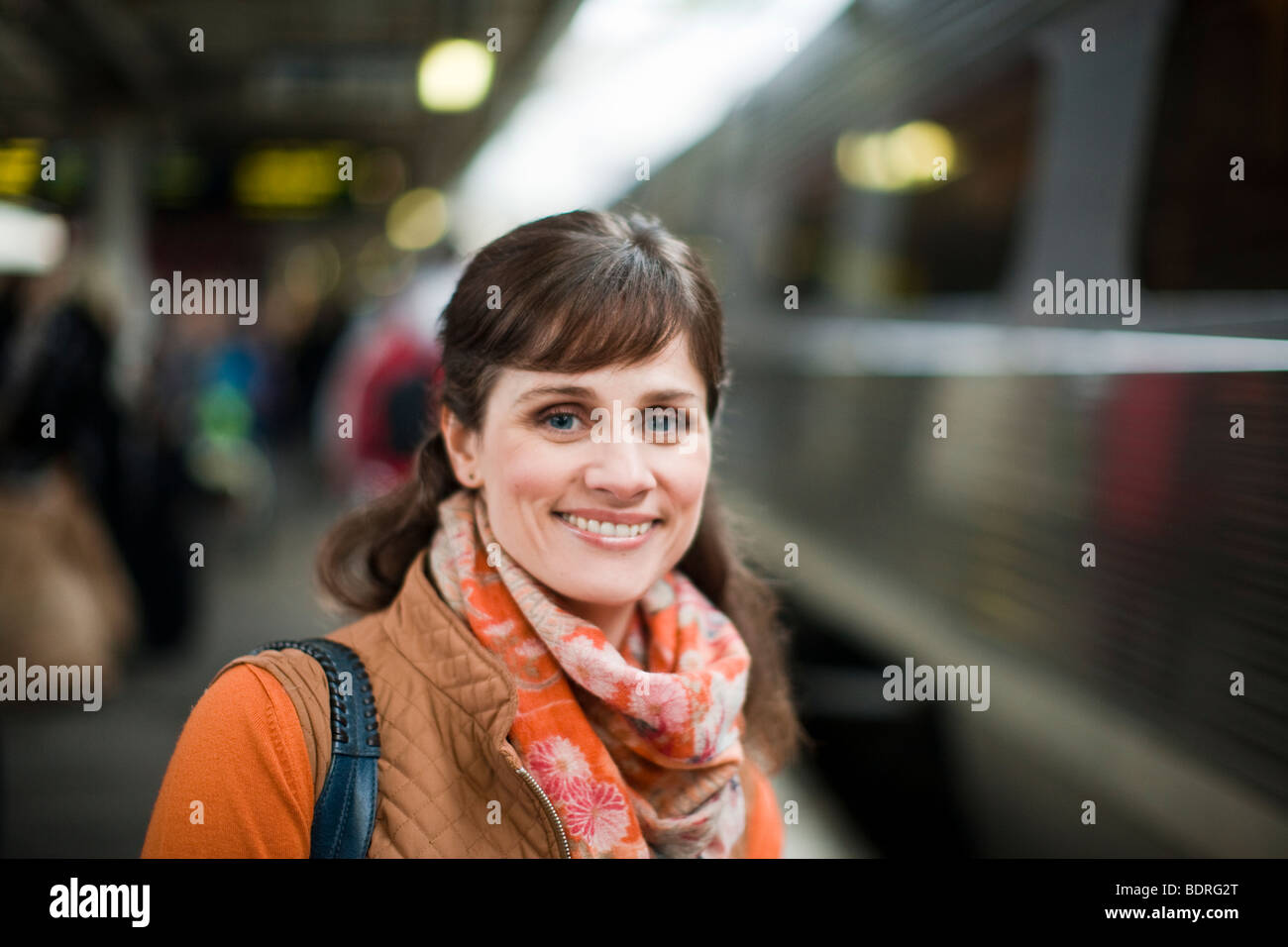 Woman on train hi-res stock photography and images - Alamy