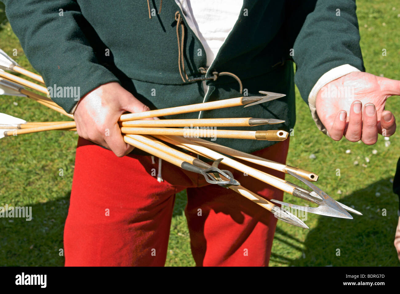 An archery demonstration at Chepstow Castle in Monmouthshire in South ...