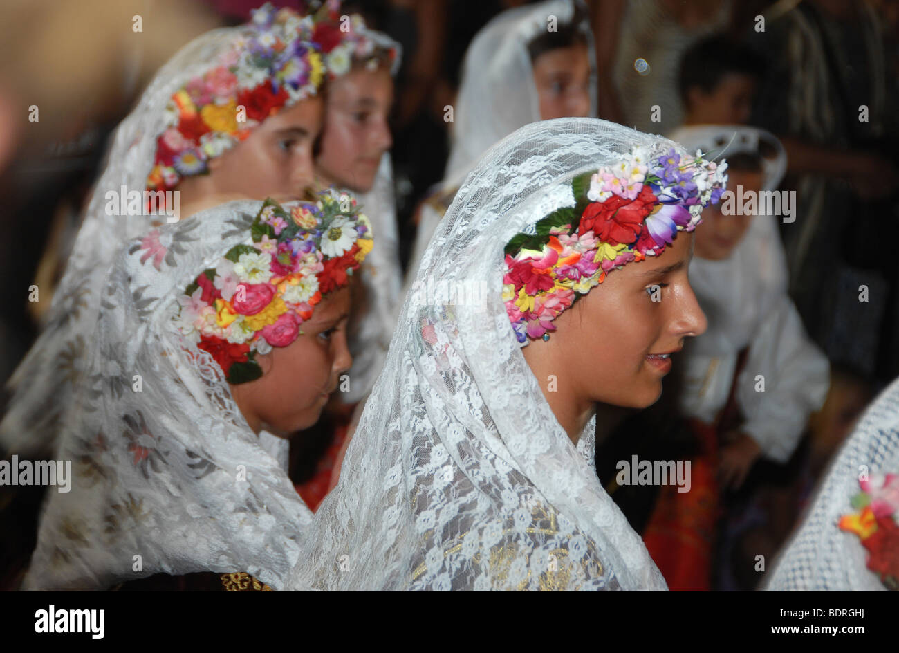 Traditional dancers at Greek religious festival, Corfu, Greece Stock ...