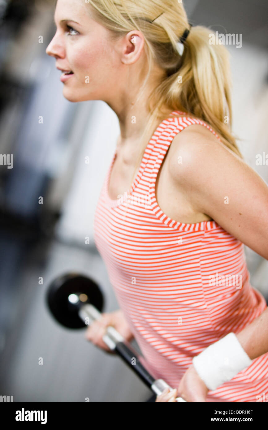 A woman weight training at a gym, Sweden Stock Photo - Alamy