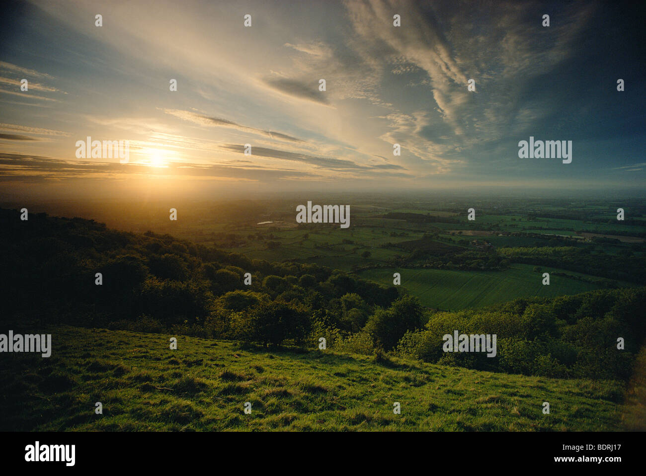 Sunset and landscape Stock Photo - Alamy