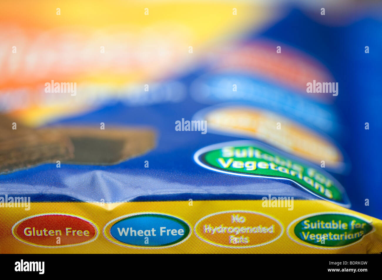Wheat free, Gluten free, food packet labeling Stock Photo - Alamy
