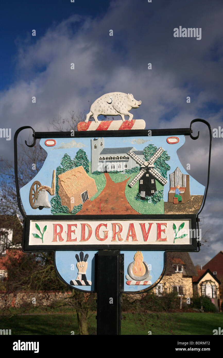 Redgrave Village Sign Suffolk County England Britain Stock Photo - Alamy
