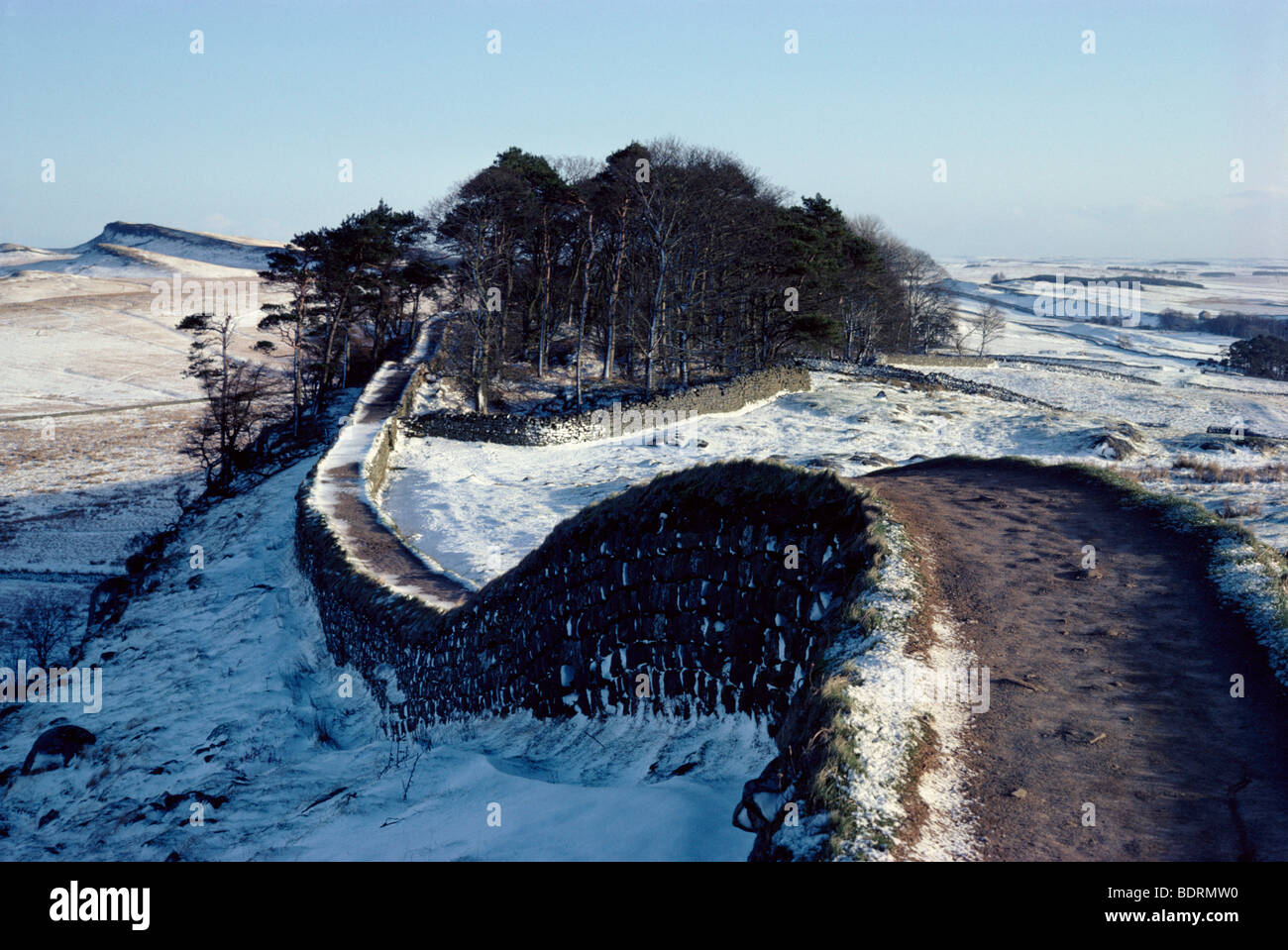 Hadrian's Wall in snow, Cumbria Stock Photo - Alamy