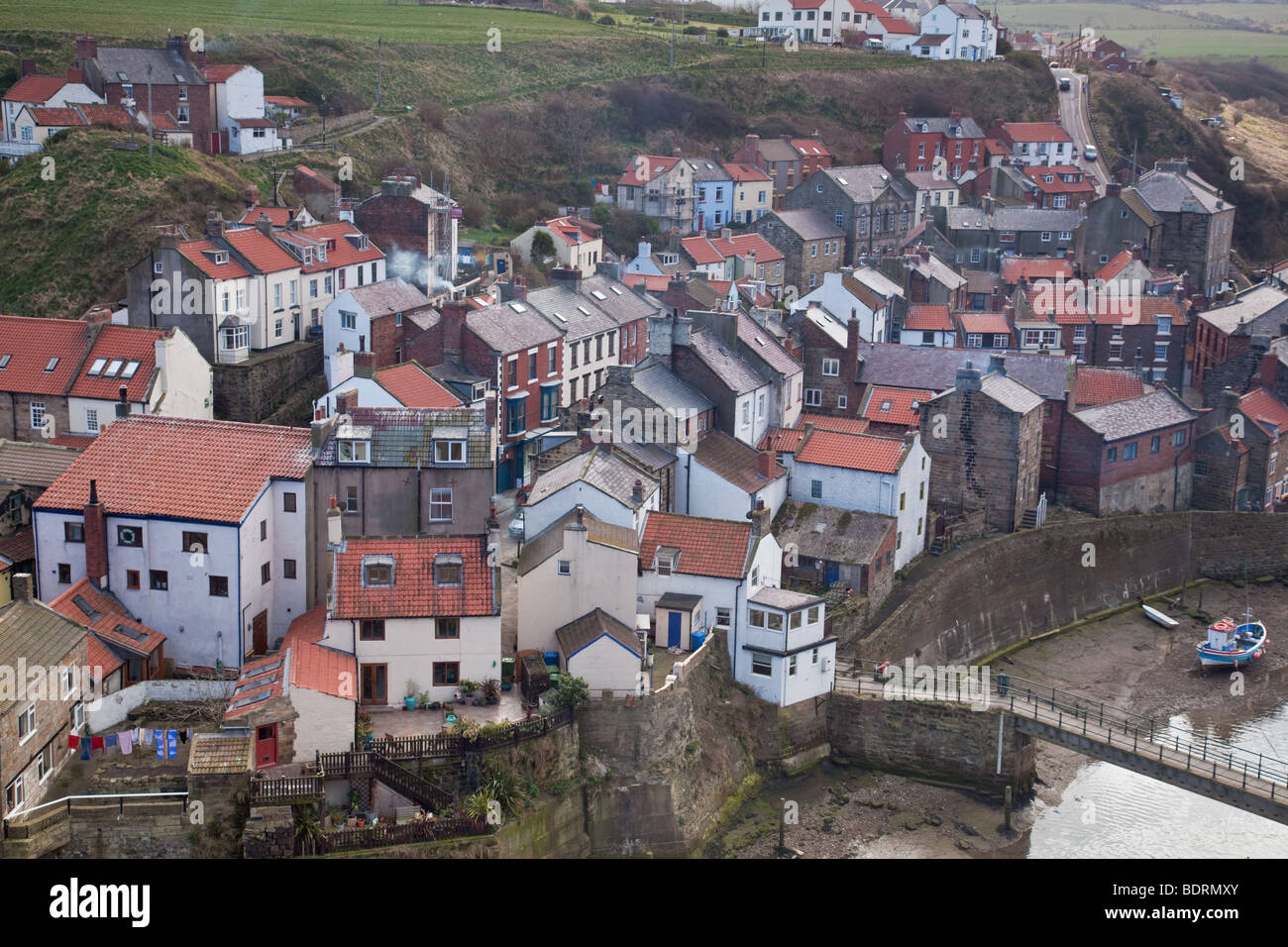 The sea side town of Staithes in North Yorkshire, the home of Captain ...