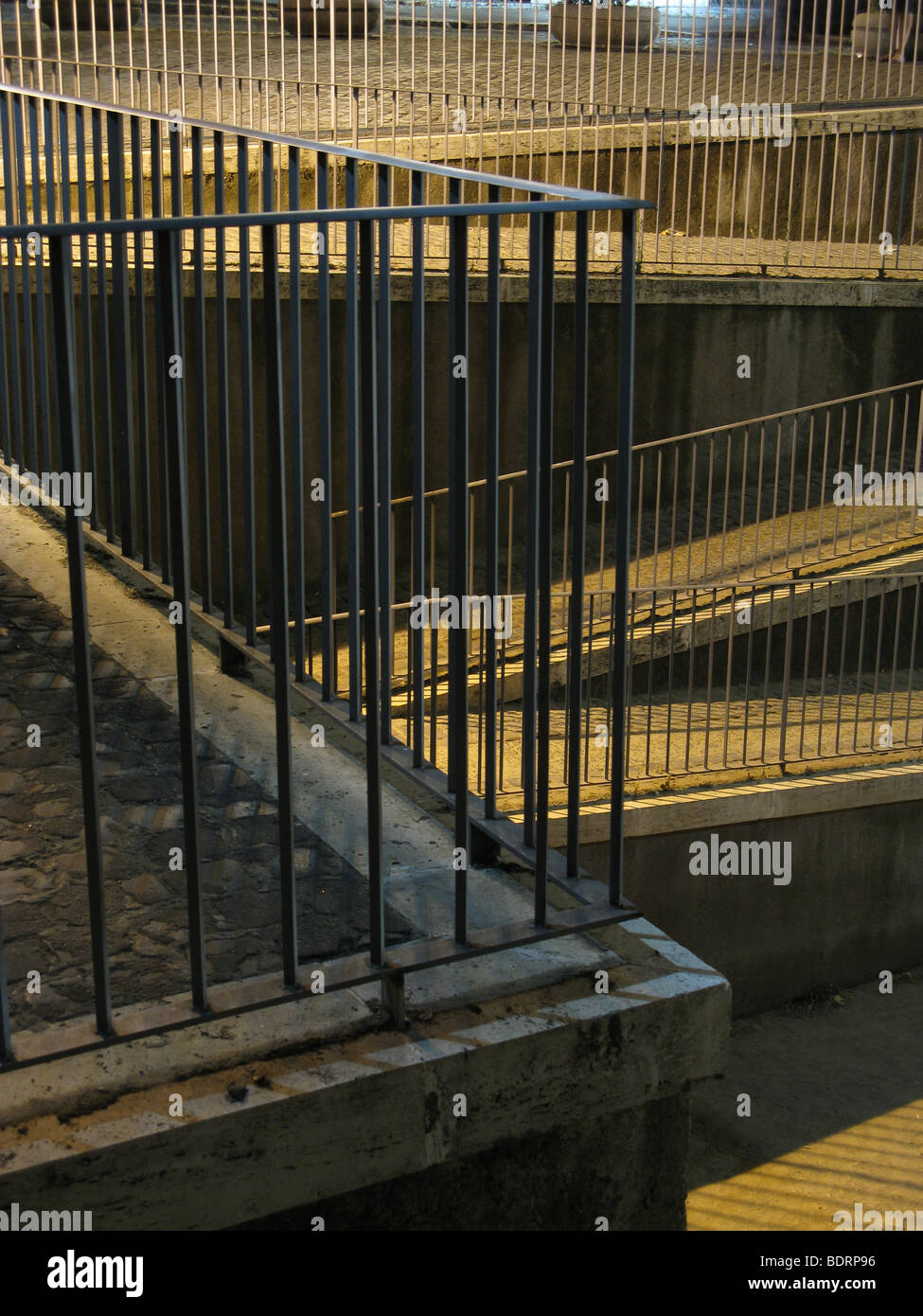 empty dark footpath ramp in city town at night Stock Photo - Alamy