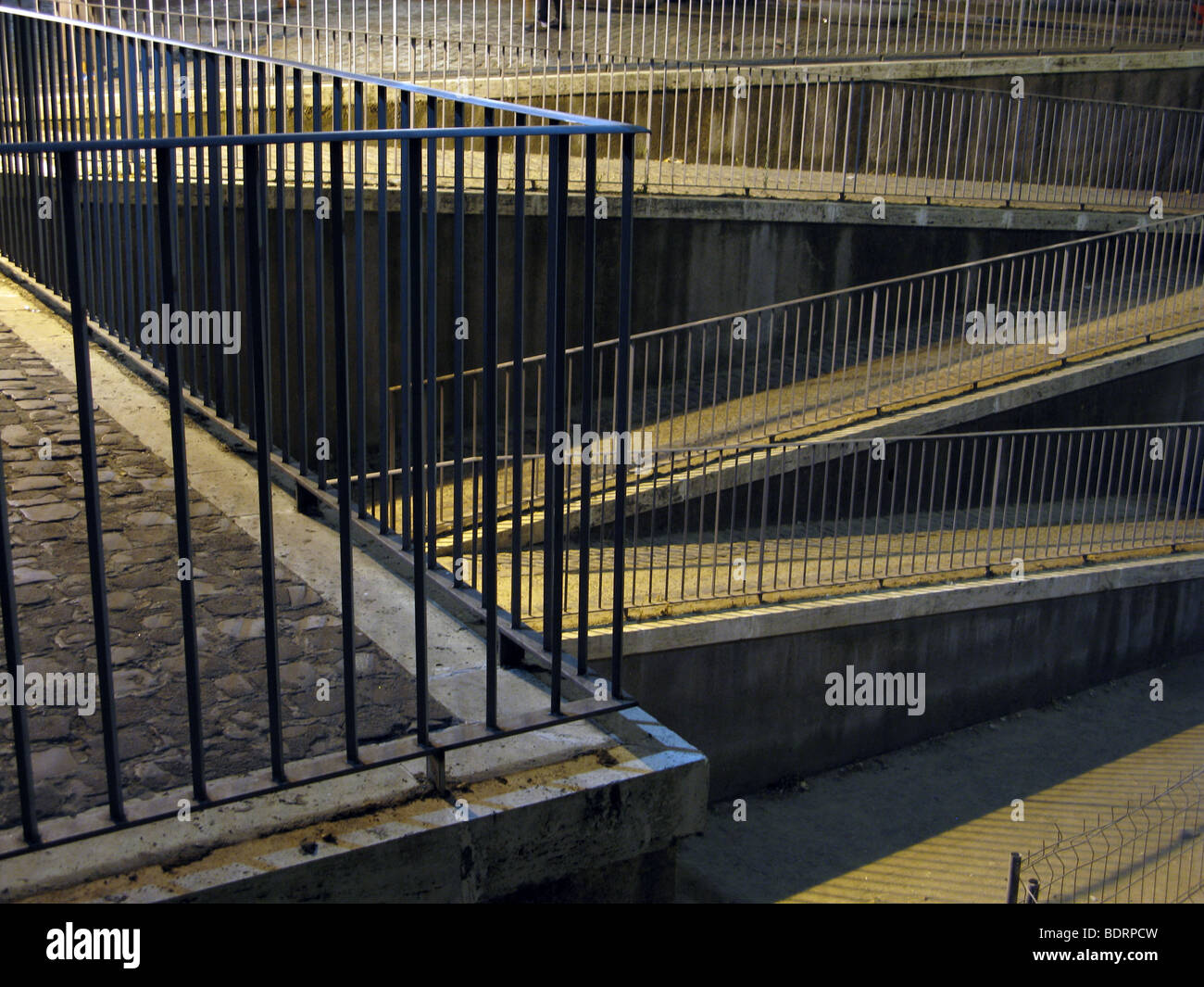 empty dark footpath ramp in city town at night Stock Photo - Alamy