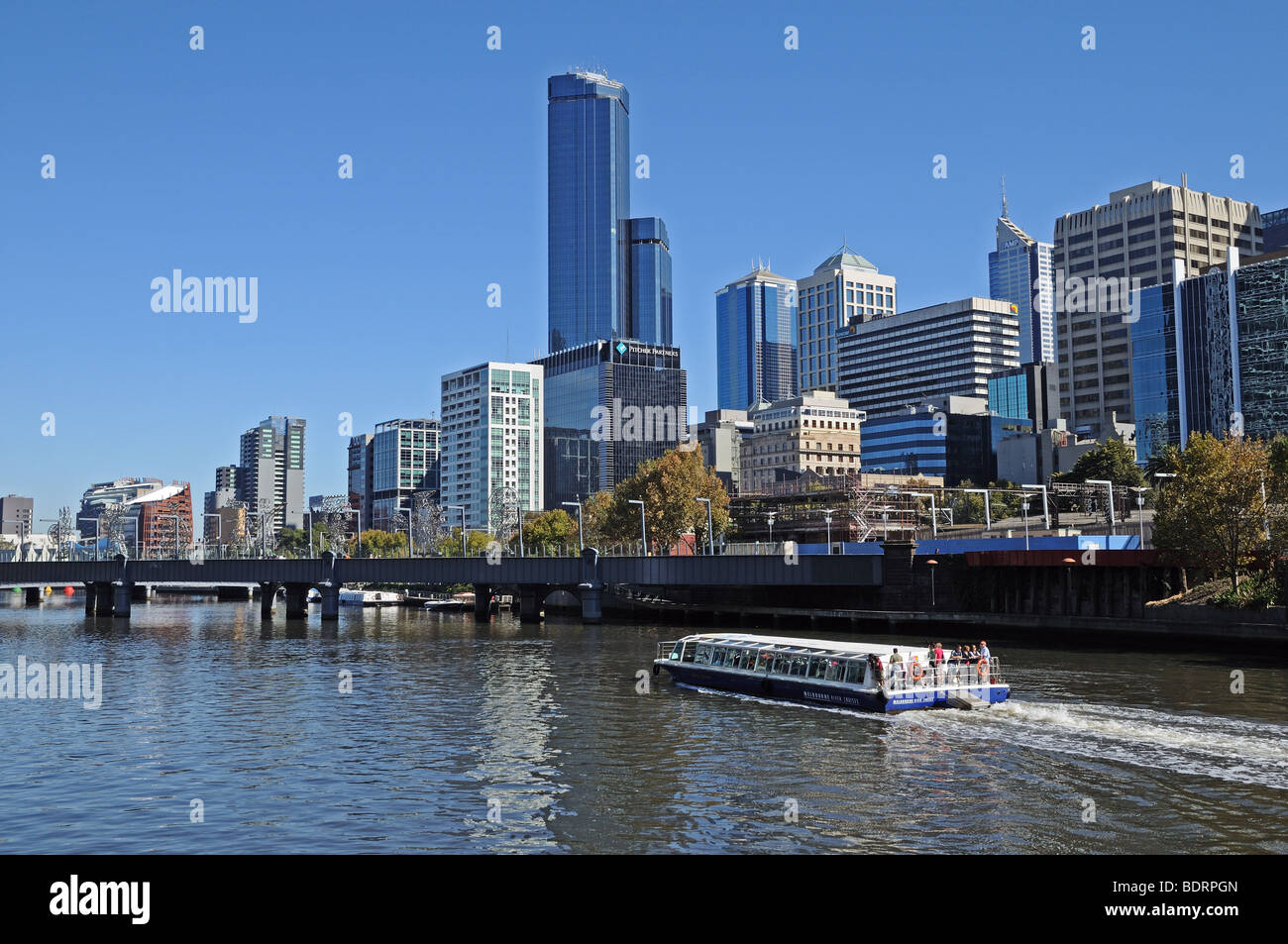Melbourne River cruises Rialto Towers and high rise buildings on banks ...