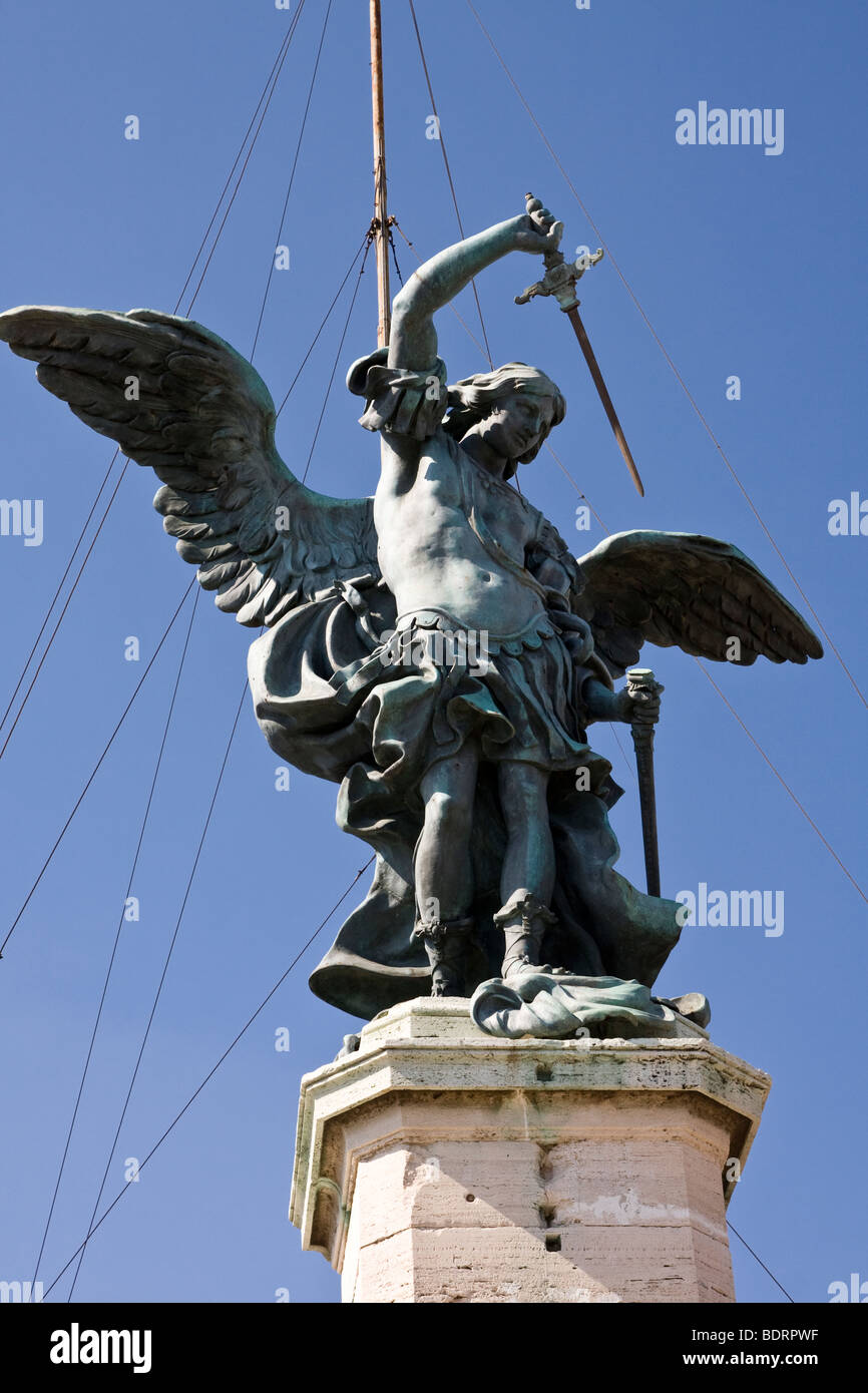Statue of St Michael on top of Castel St Angelo in Rome Italy Stock ...
