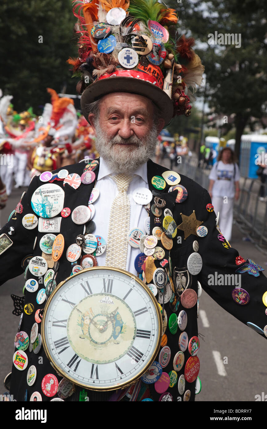 Old Father Time - Man with badges and a huge clock - Notting Hill ...