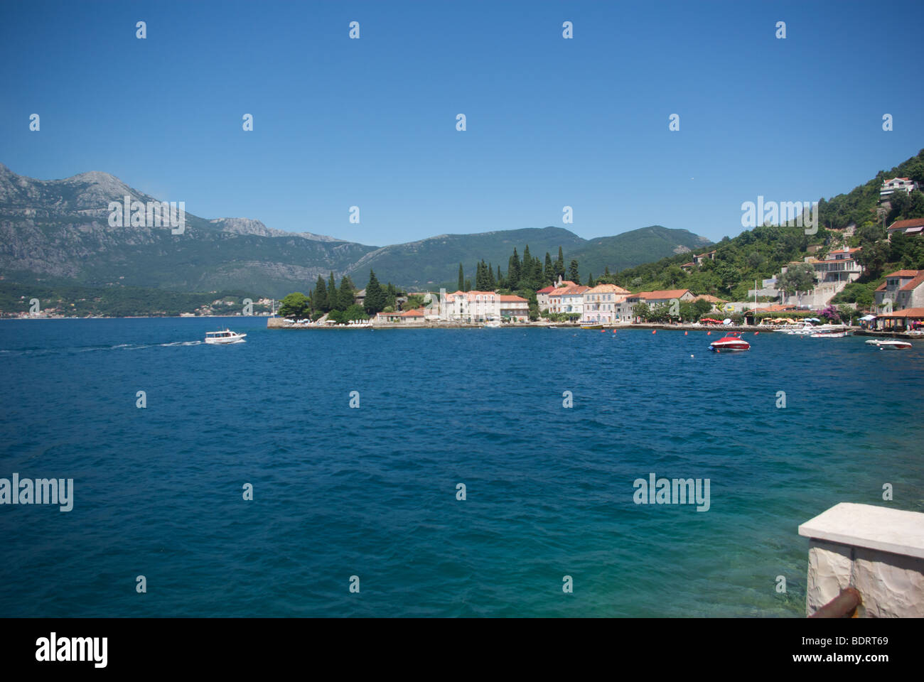 The pretty village of Rose on the Lustica peninsula, Montenegro Stock ...