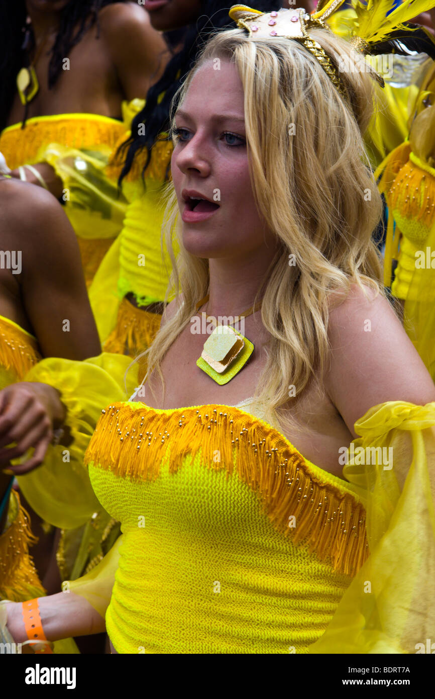 Girl in yellow costume Stock Photo - Alamy