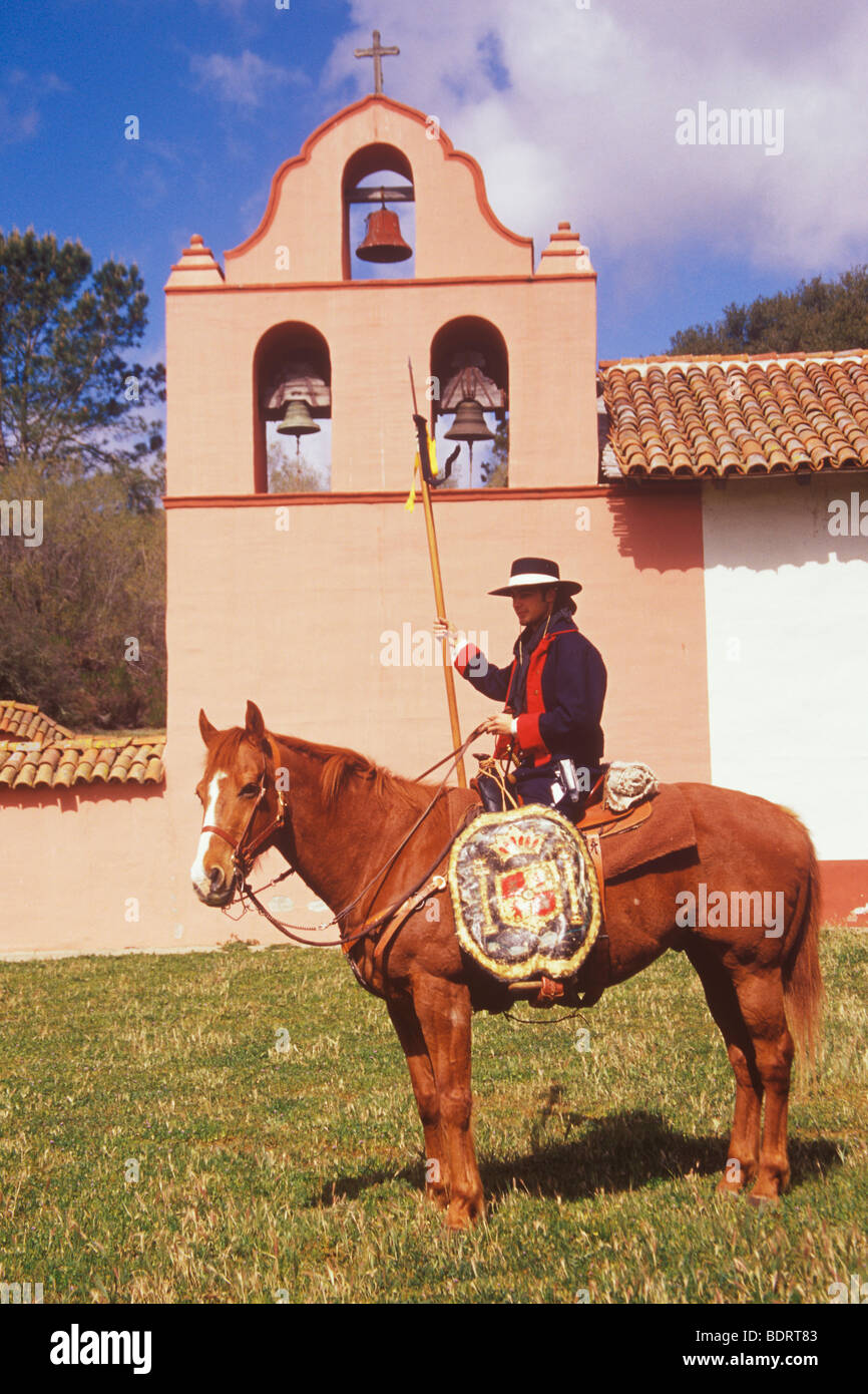 Spanish lancer mounted on his horse, La Purisima Mission State Historic ...