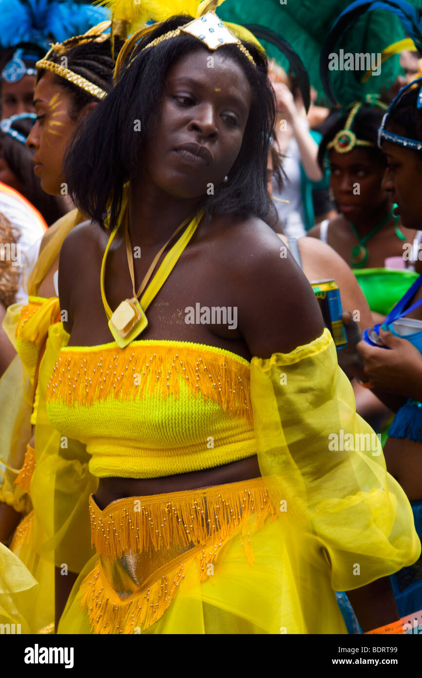 Lady in yellow costume Stock Photo - Alamy