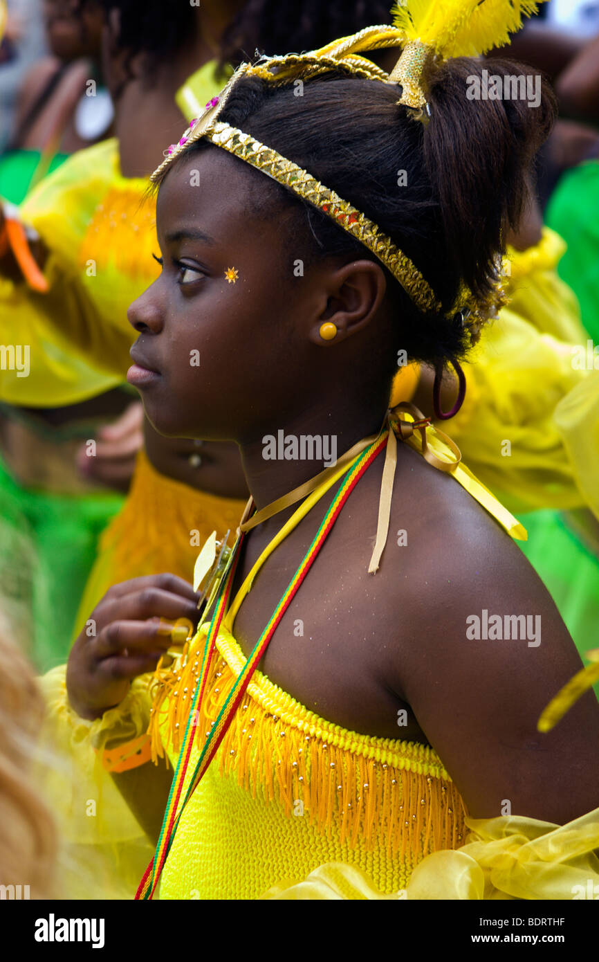 Young Girl In Yellow Costume Stock Photo - Alamy
