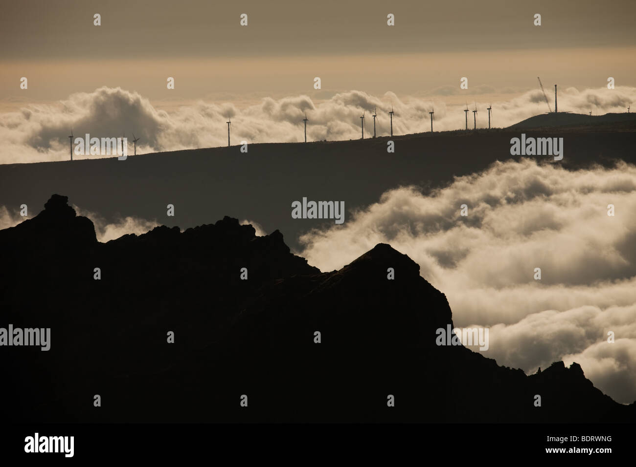 Mountains of Madeira island above the clouds at Pico do Areeiro and ...