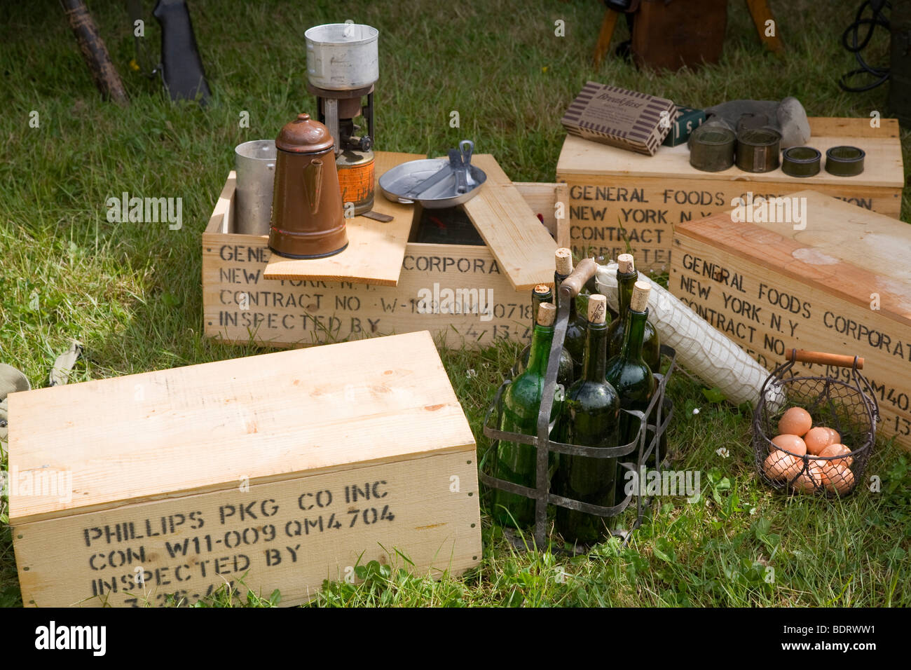 Wartime foodstuffs on display at WW2 reenactment Stock Photo - Alamy
