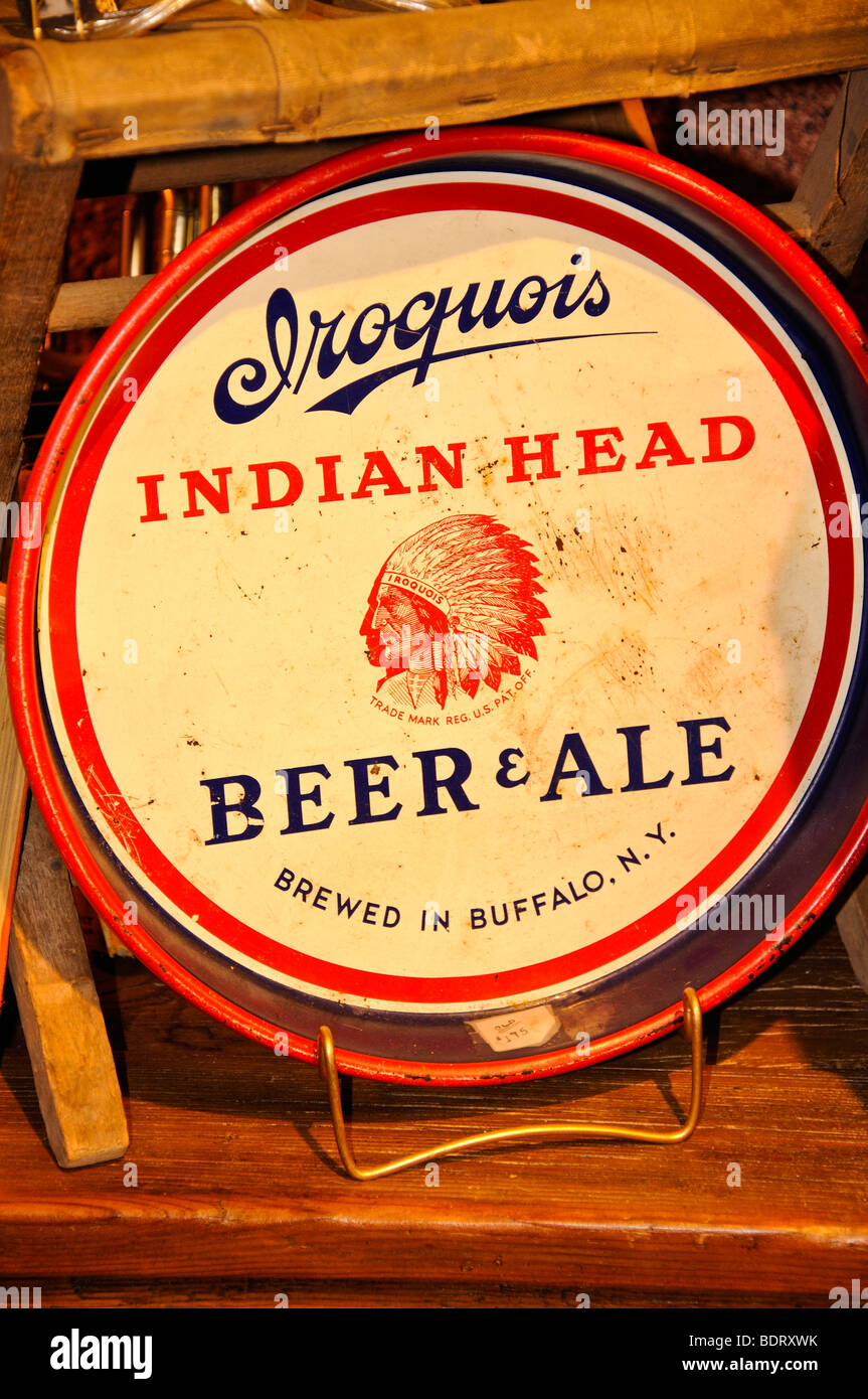 Indian Head beer and ale on display in antiques shop Stock Photo - Alamy