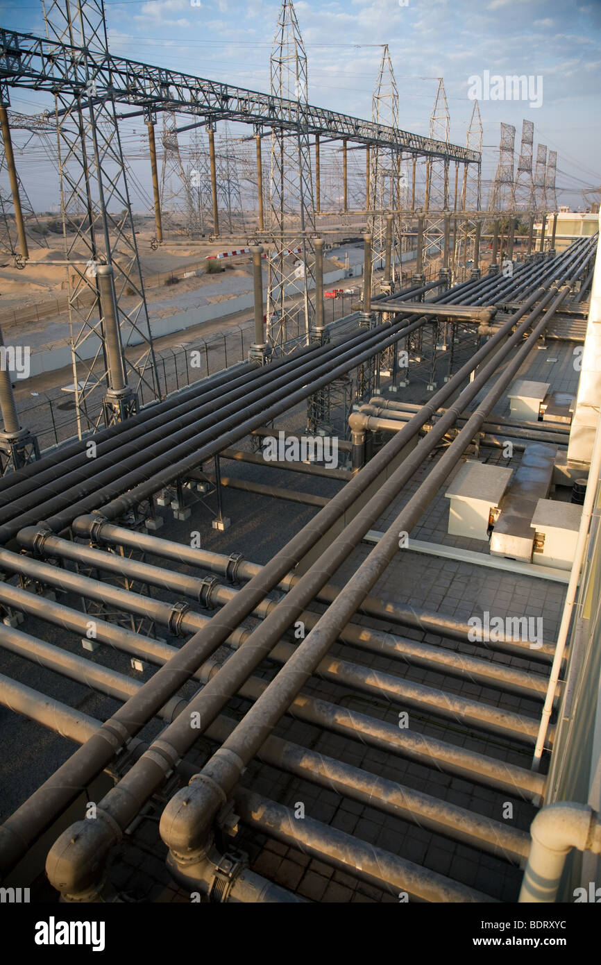 UAE Electricity Power Plant Transmission lines Stock Photo - Alamy