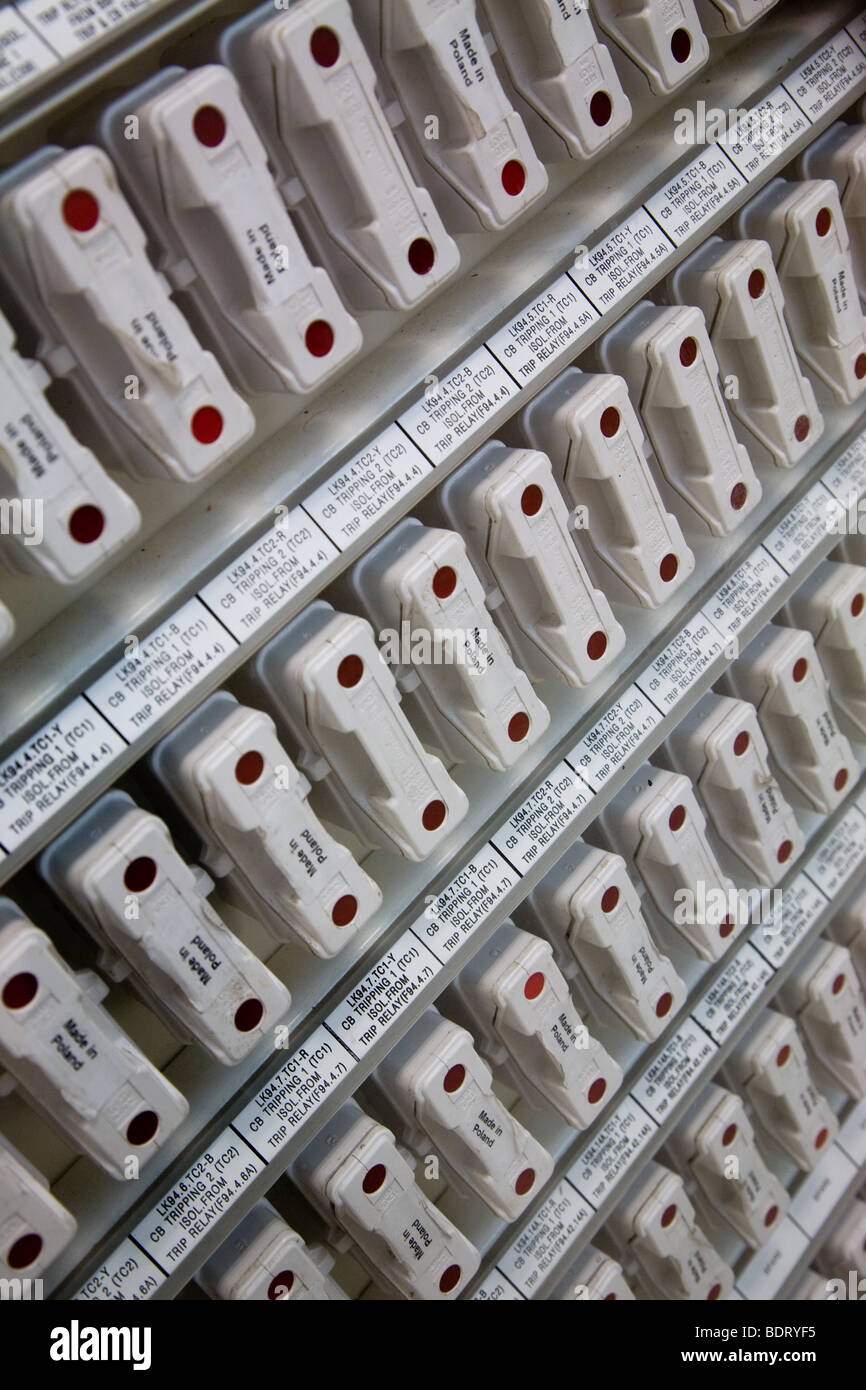 Fusebox control box fuse fuses power station Stock Photo - Alamy
