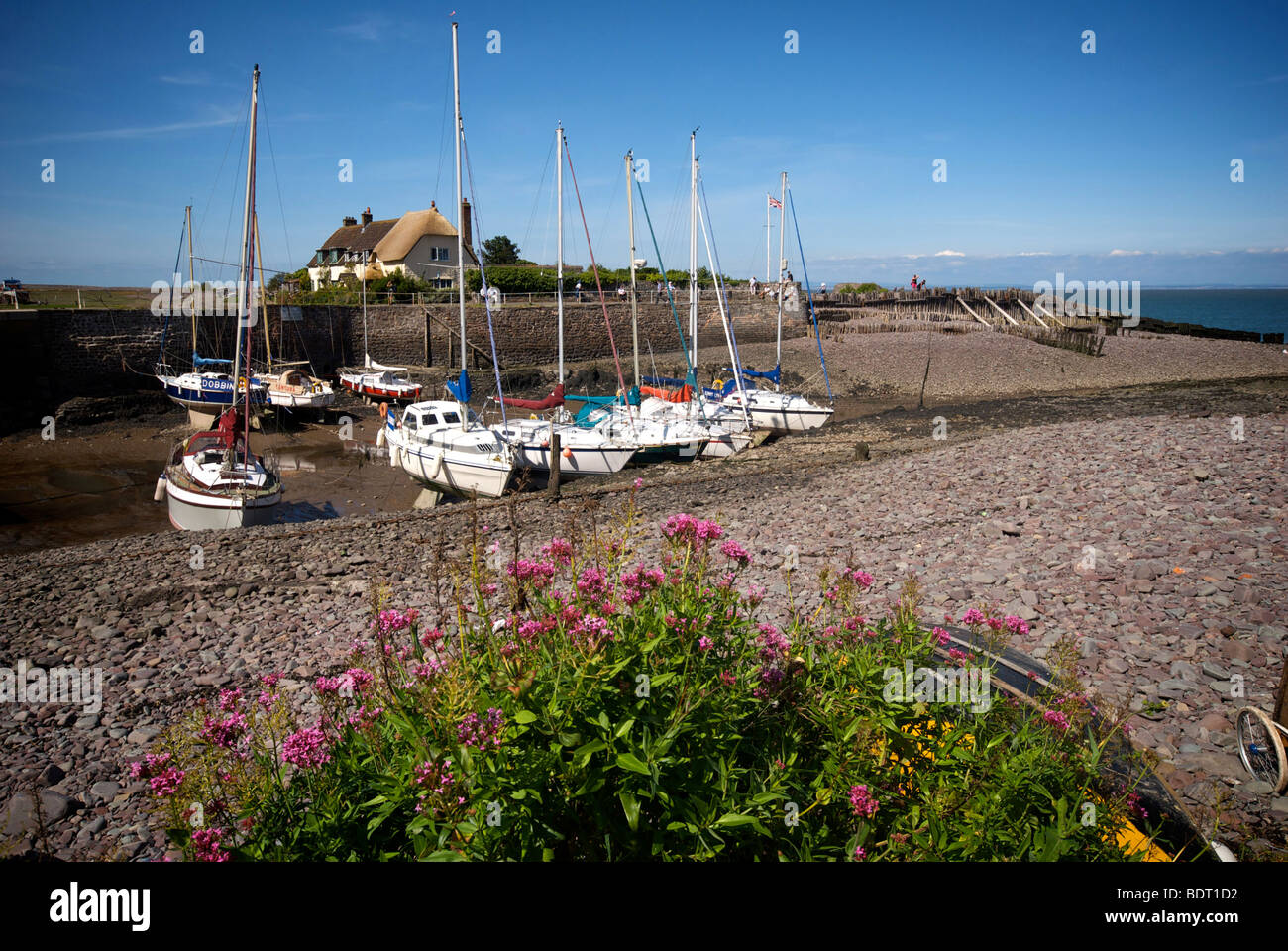 Porlock Weir Dorset Harbour Harbor UK Sea Lock Quay Boats Beach Stock ...