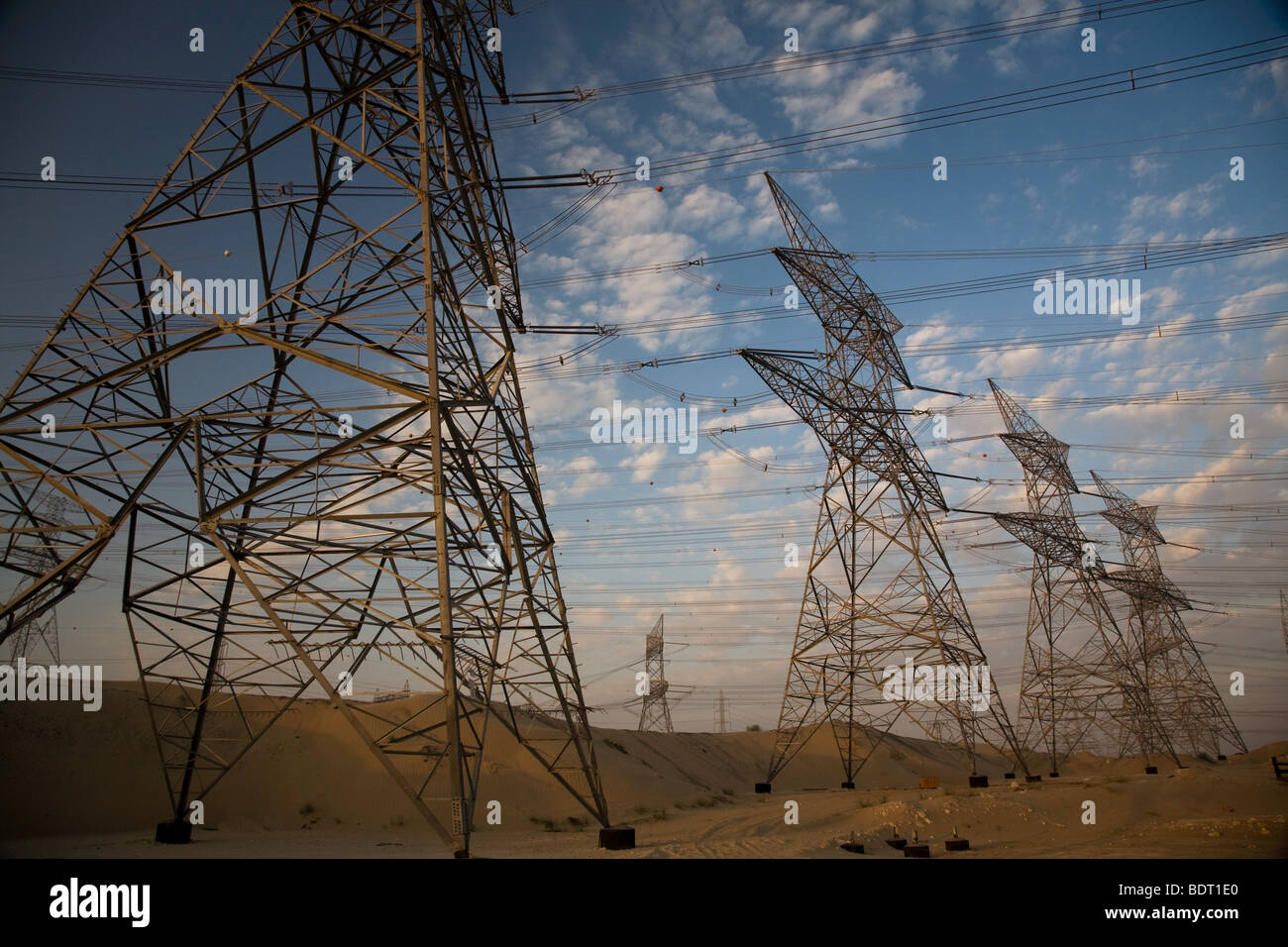 UAE Electricity Power Plant Transmission lines Stock Photo - Alamy