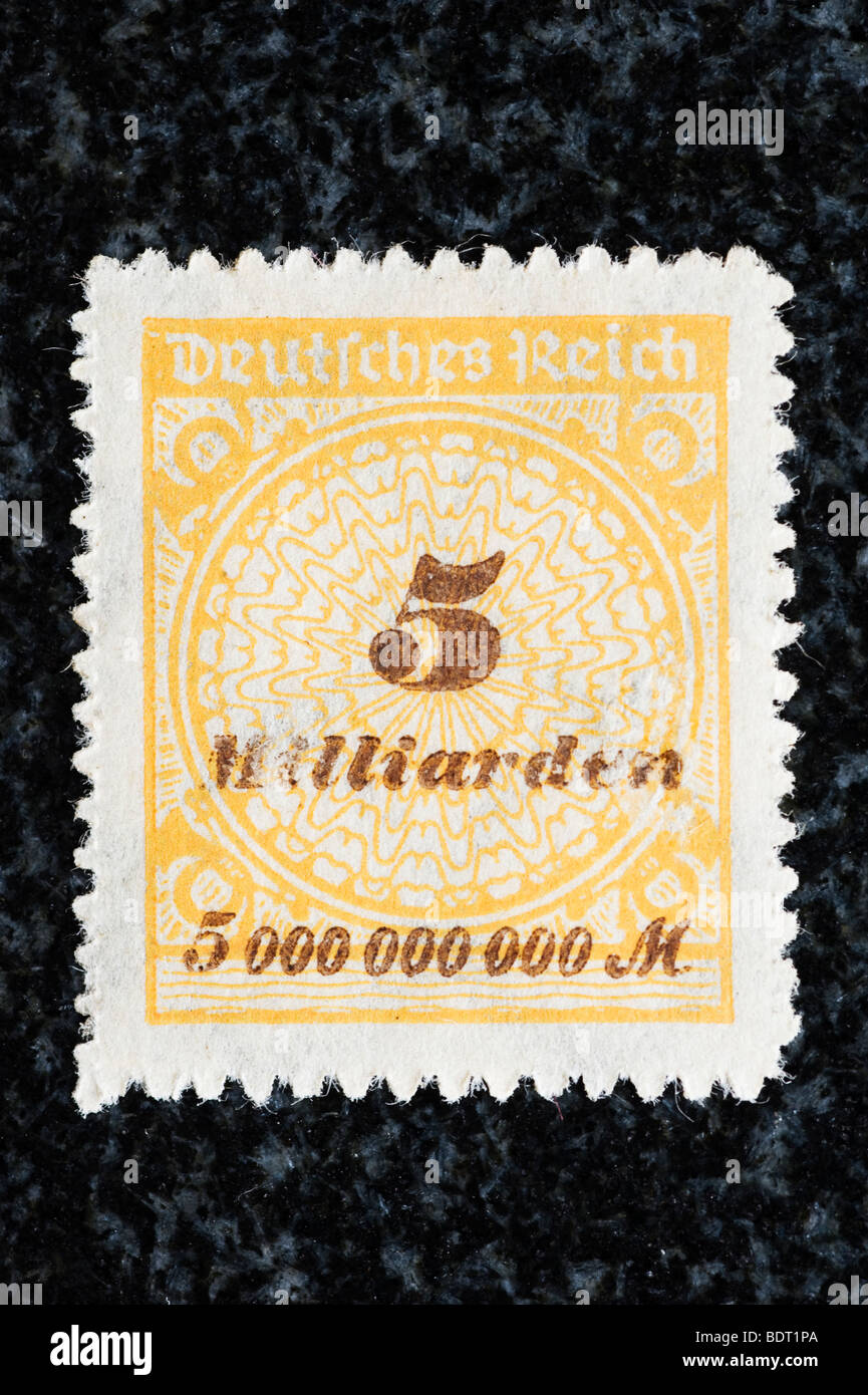 Germany 5 million marks postage stamp, inflation issue Stock Photo - Alamy