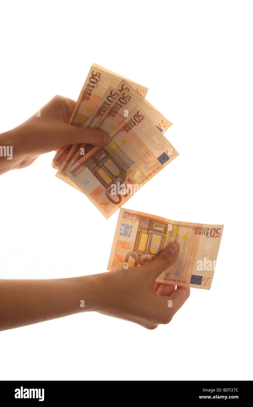 Hand holding 50 euro banknote Cut Out Stock Images & Pictures - Alamy
