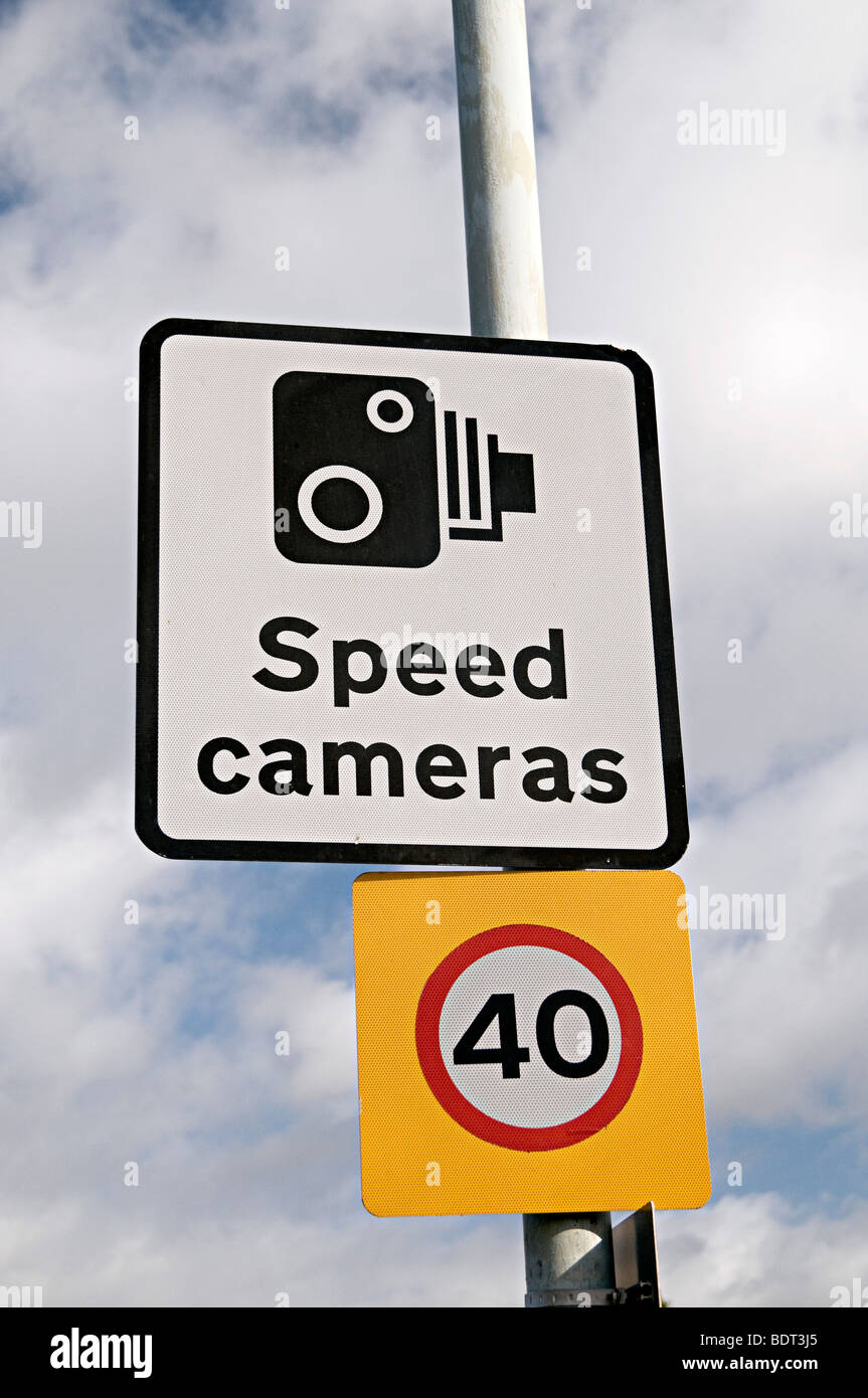 a 40mph and speed camera warning sign on a main road in wolverhampton ...