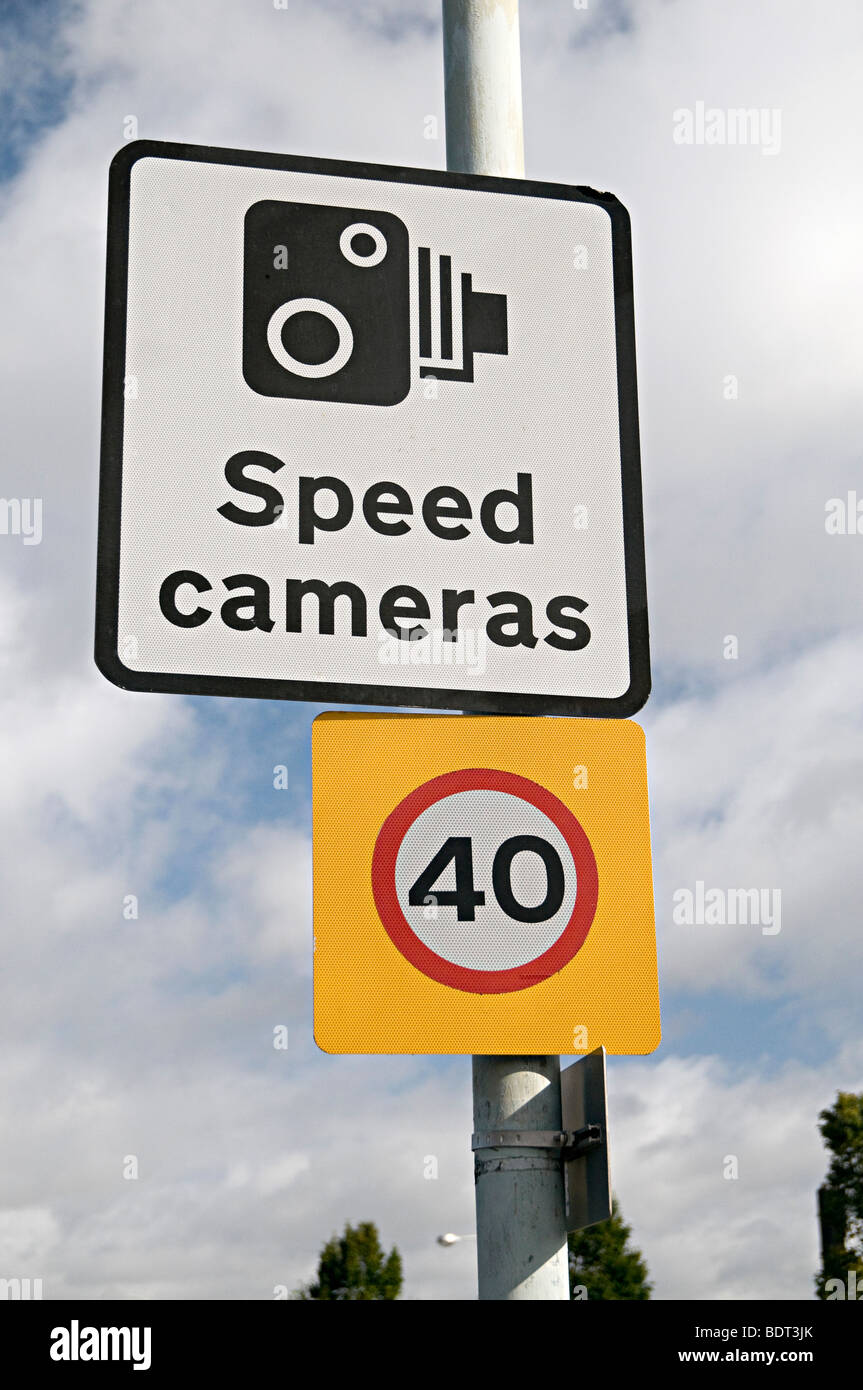 a 40mph and speed camera warning sign on a main road in wolverhampton ...