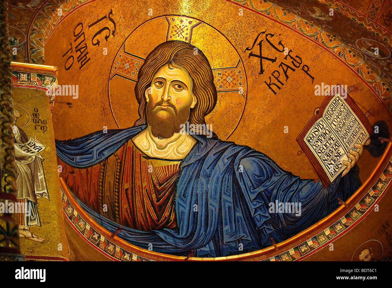 Byzantine mosaics of Jesus Christ in the Cathedral of Monreale ...