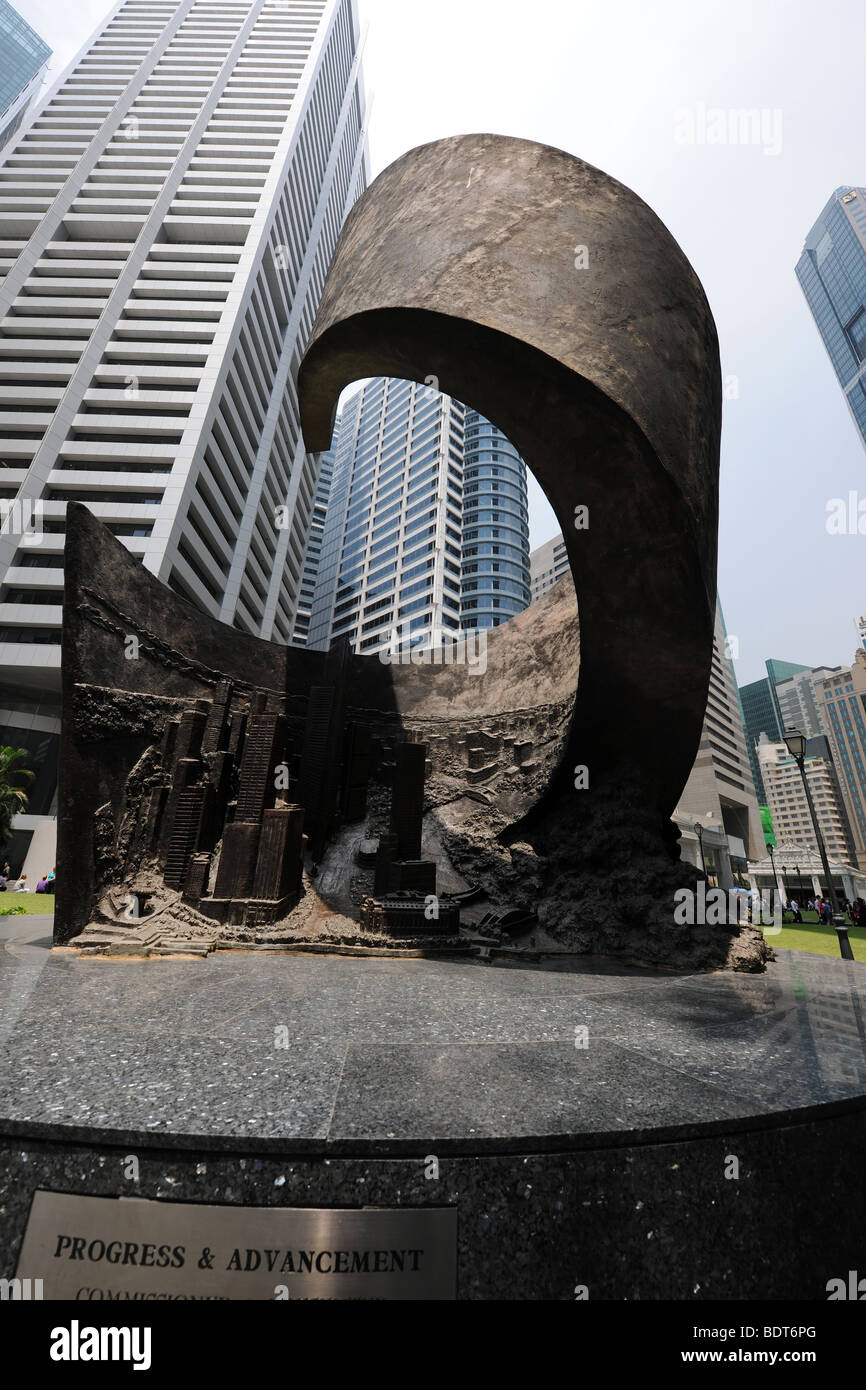 Progress and Advancement sculpture, Raffles Place, Singapore Stock ...