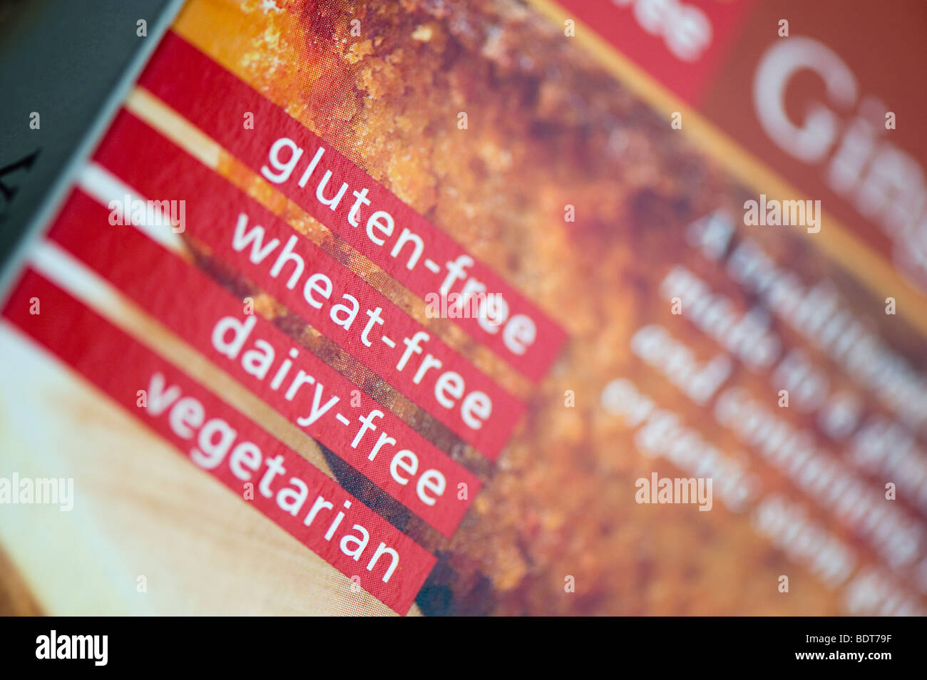 Wheat free, Gluten free, food packet labeling Stock Photo - Alamy