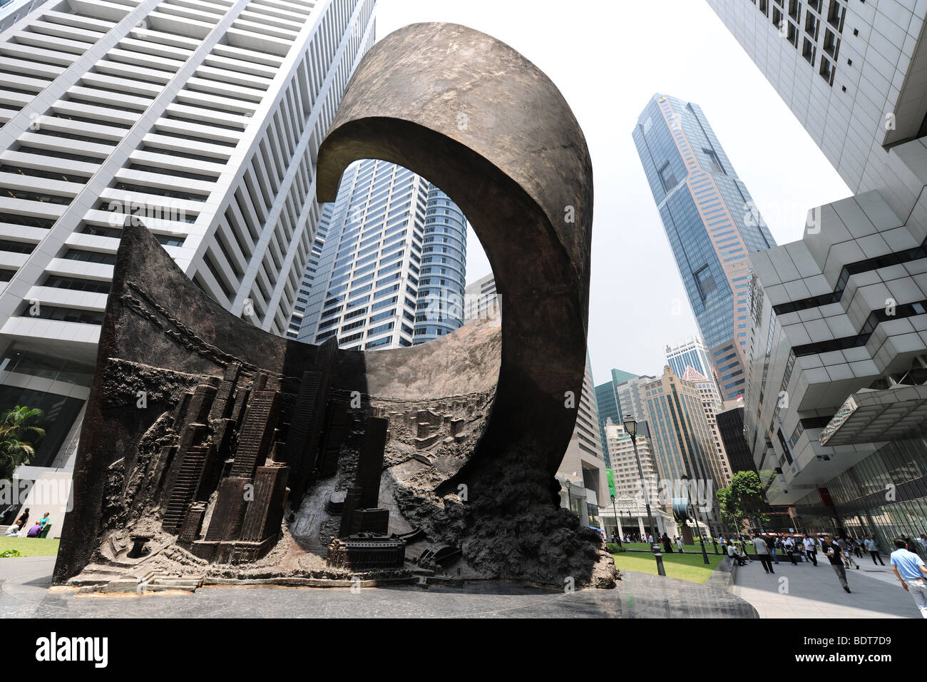 Progress and Advancement sculpture, Raffles Place, Singapore Stock ...