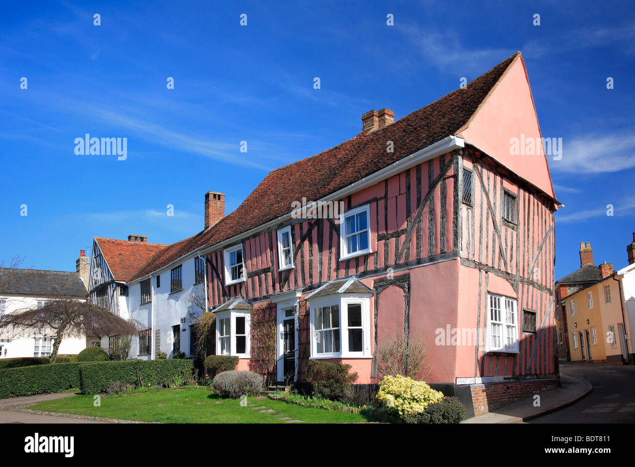 Colourfull Half Timber Framed Cottages Lavenham Town Suffolk County ...
