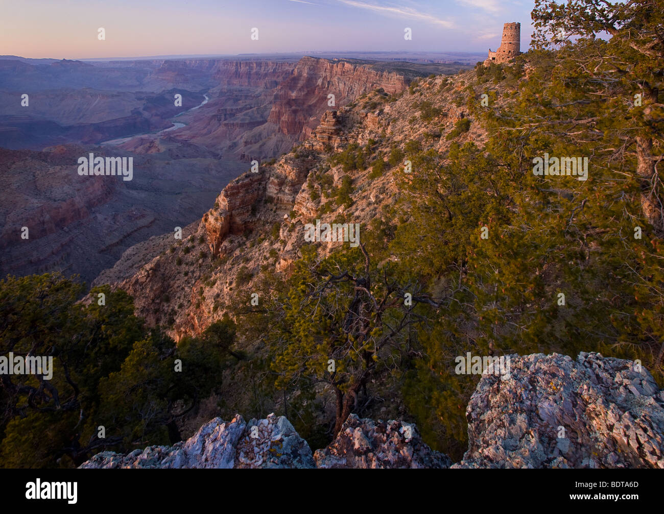 An old castle overlooks the Colorado River at Desert View along the ...
