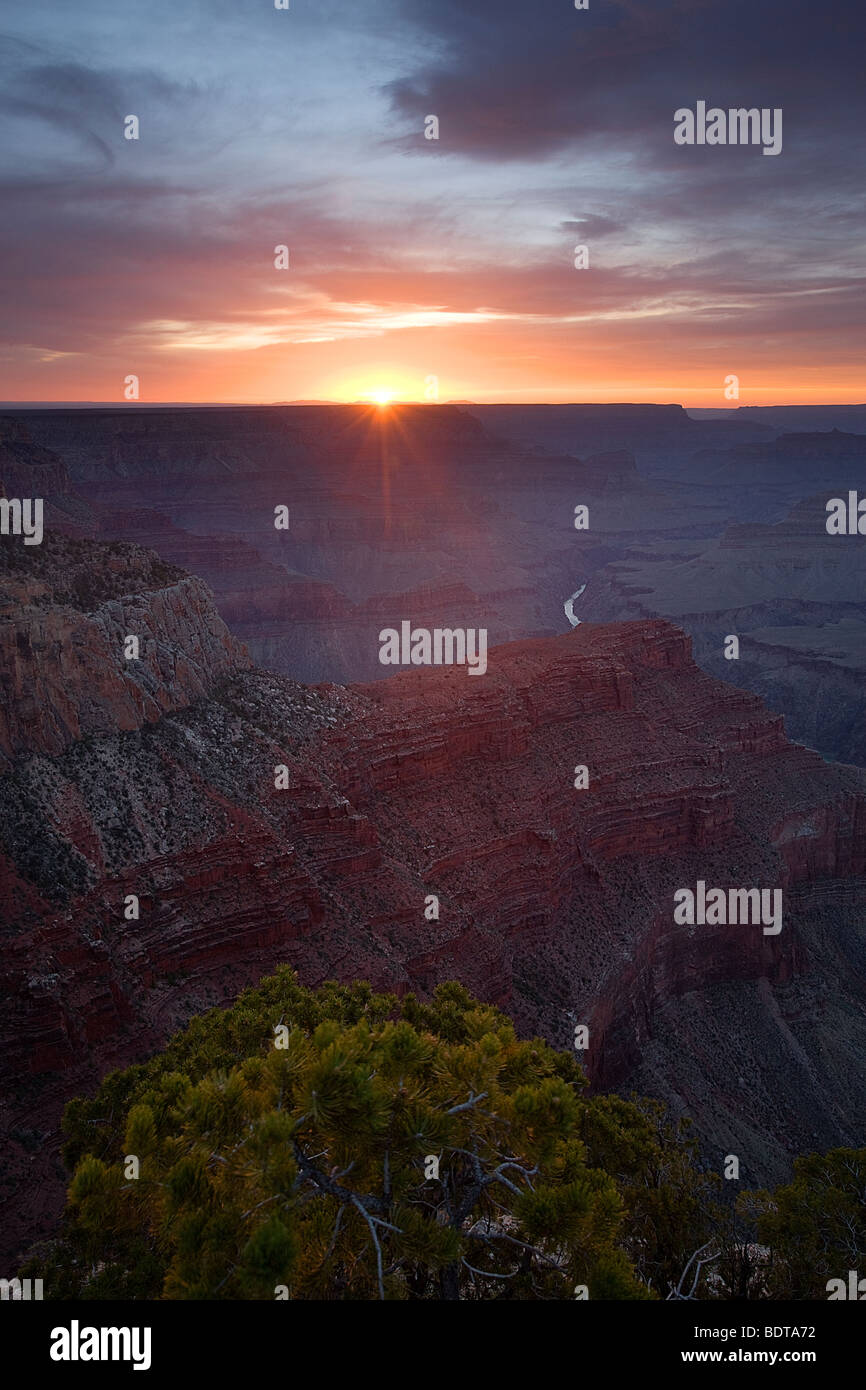 Sunset at Hopi Point with Colorado River, southwestern rim, Grand ...