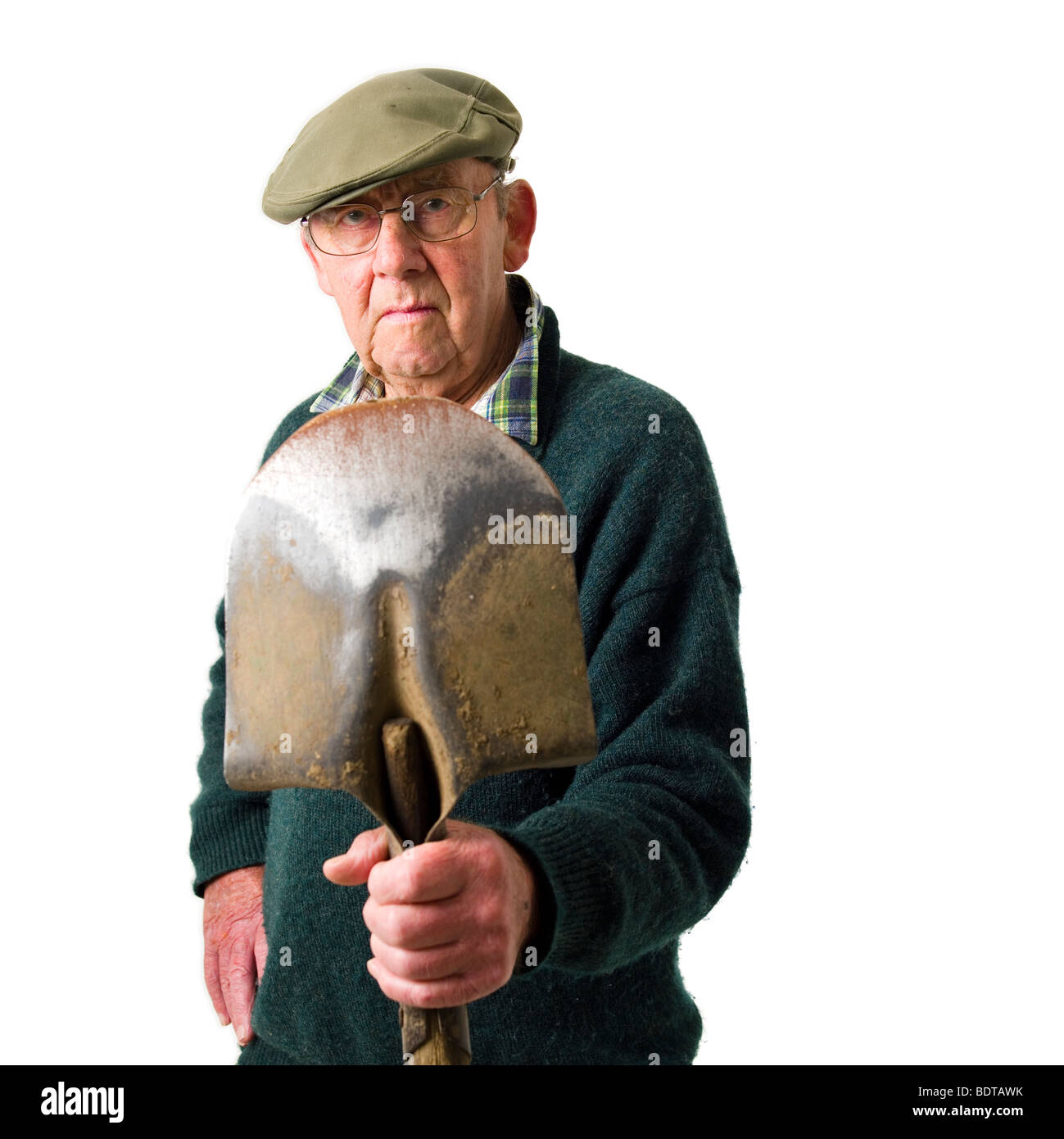 Man standing with gardening tools Stock Photo - Alamy