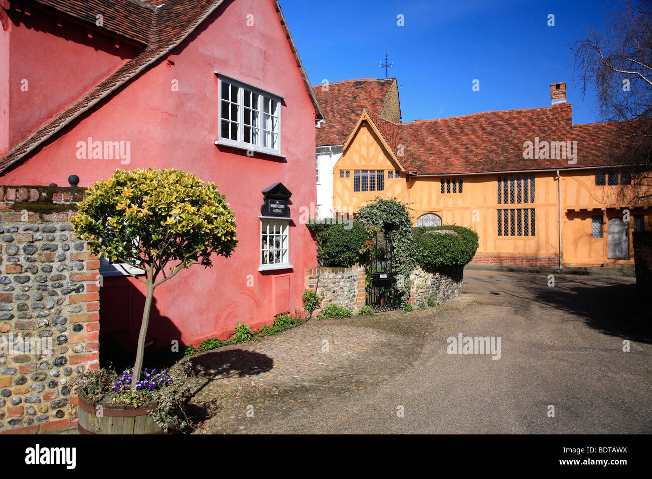 Colourfull Half Timber Framed Cottages Lavenham Town Suffolk County ...